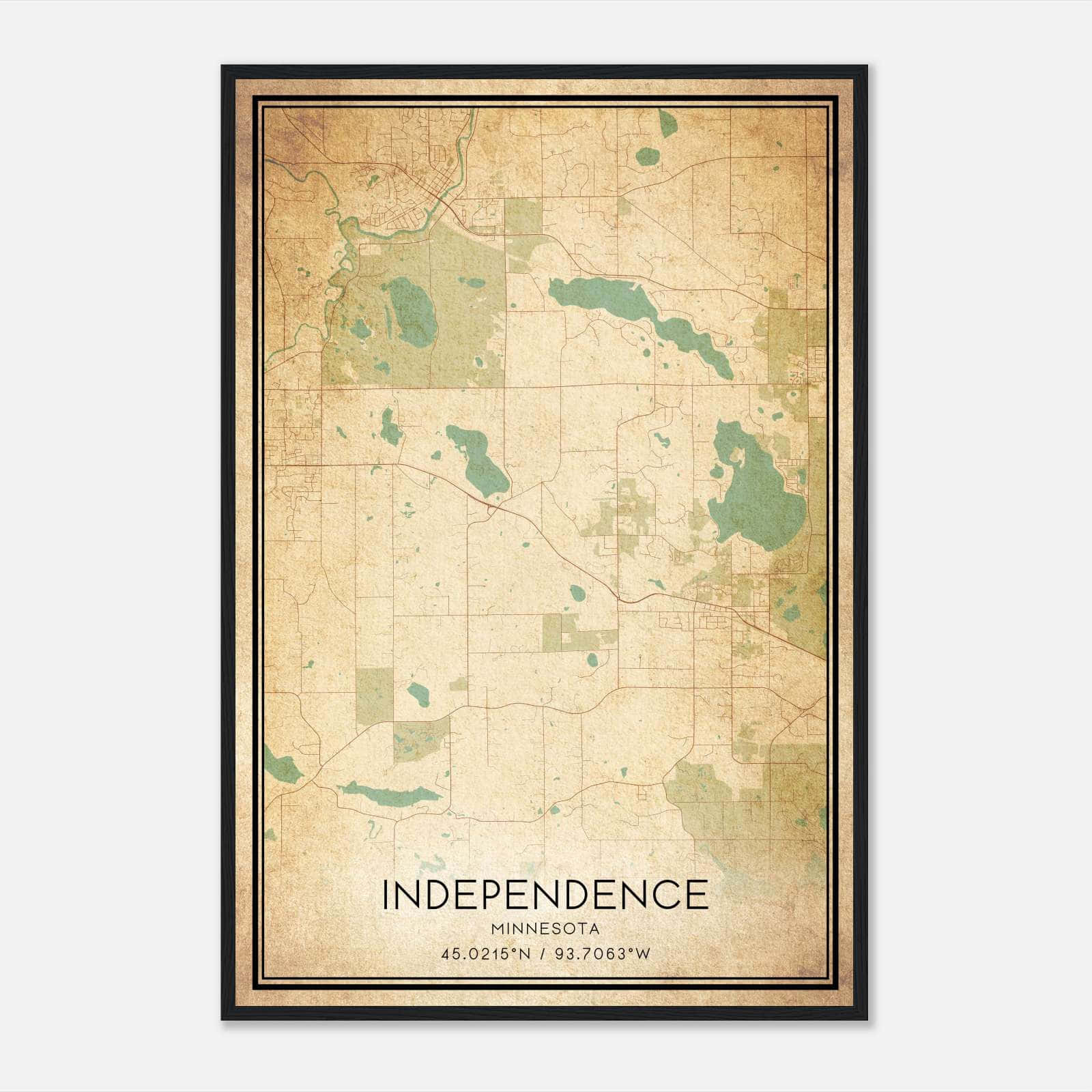 Vintage Independence Minnesota Map Poster, Independence MN City Road ...
