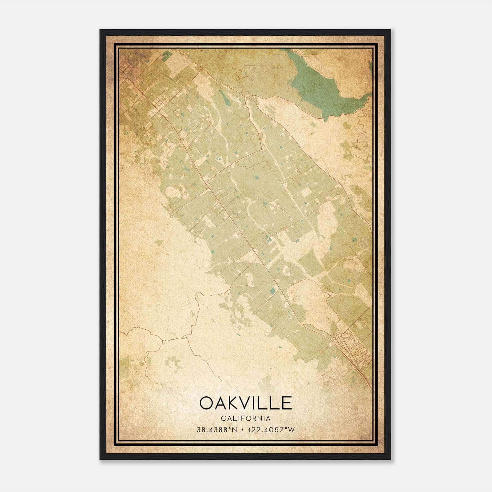 Vintage Oakville California Map Poster, Oakville CA City Road Wall Art ...