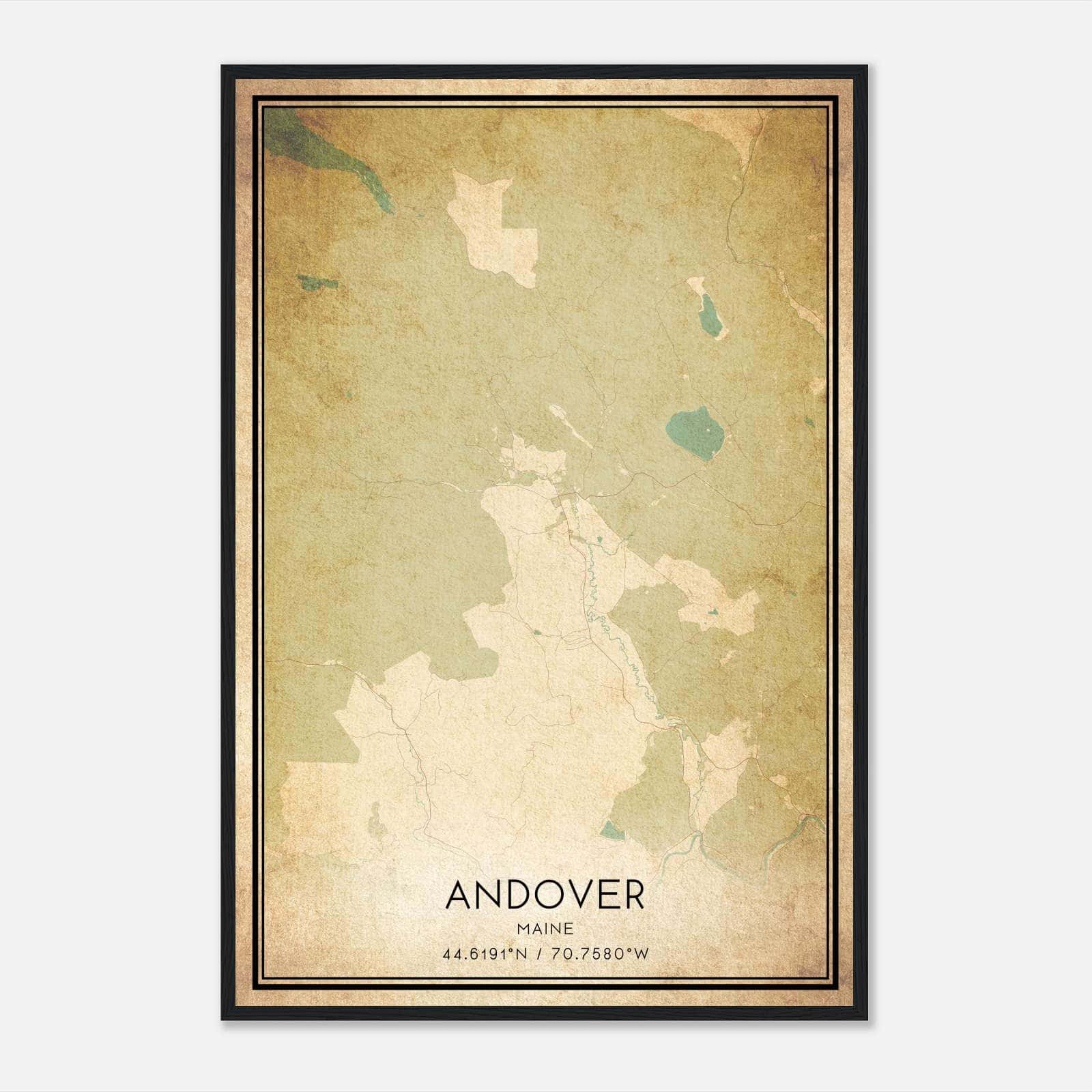 Vintage Andover Maine Map Poster, Andover ME City Road Wall Art Print ...