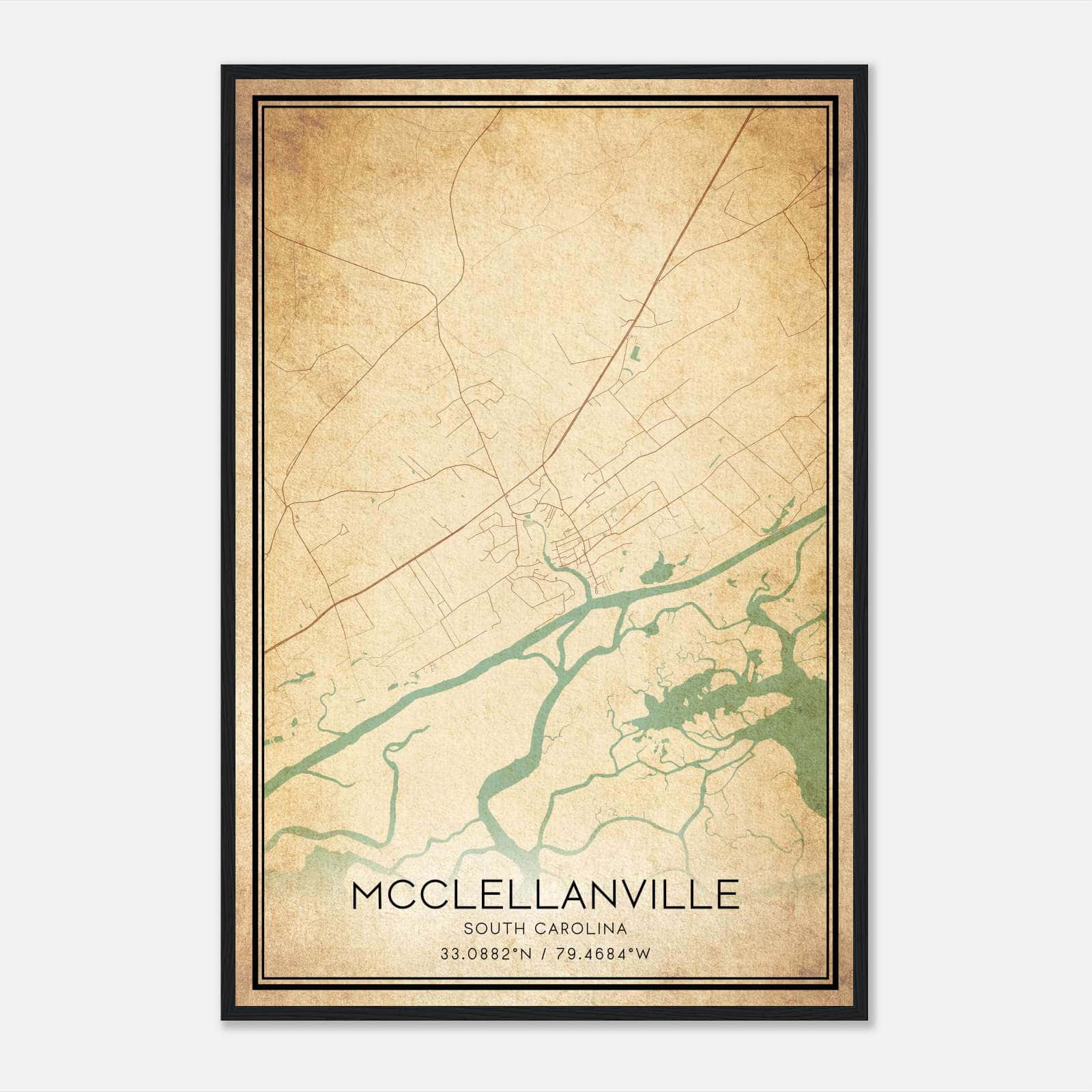 Vintage Mcclellanville South Carolina Map Poster, Mcclellanville SC ...