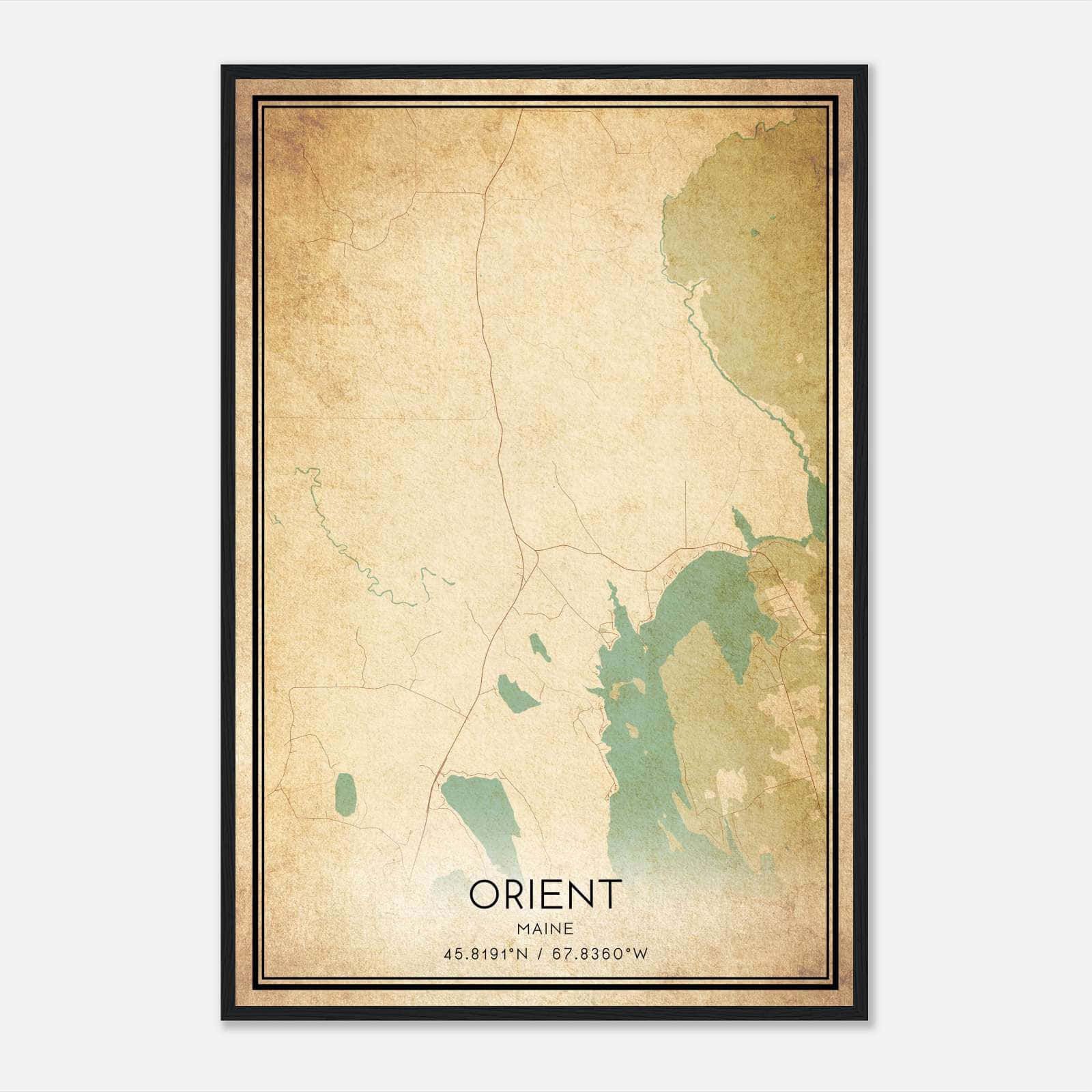 Vintage Orient Maine Map Poster, Orient ME City Road Wall Art Print ...