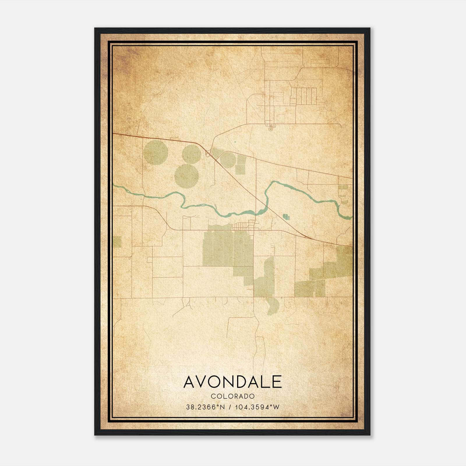 Vintage Avondale Colorado Map Poster, Avondale CO City Road Wall Art ...