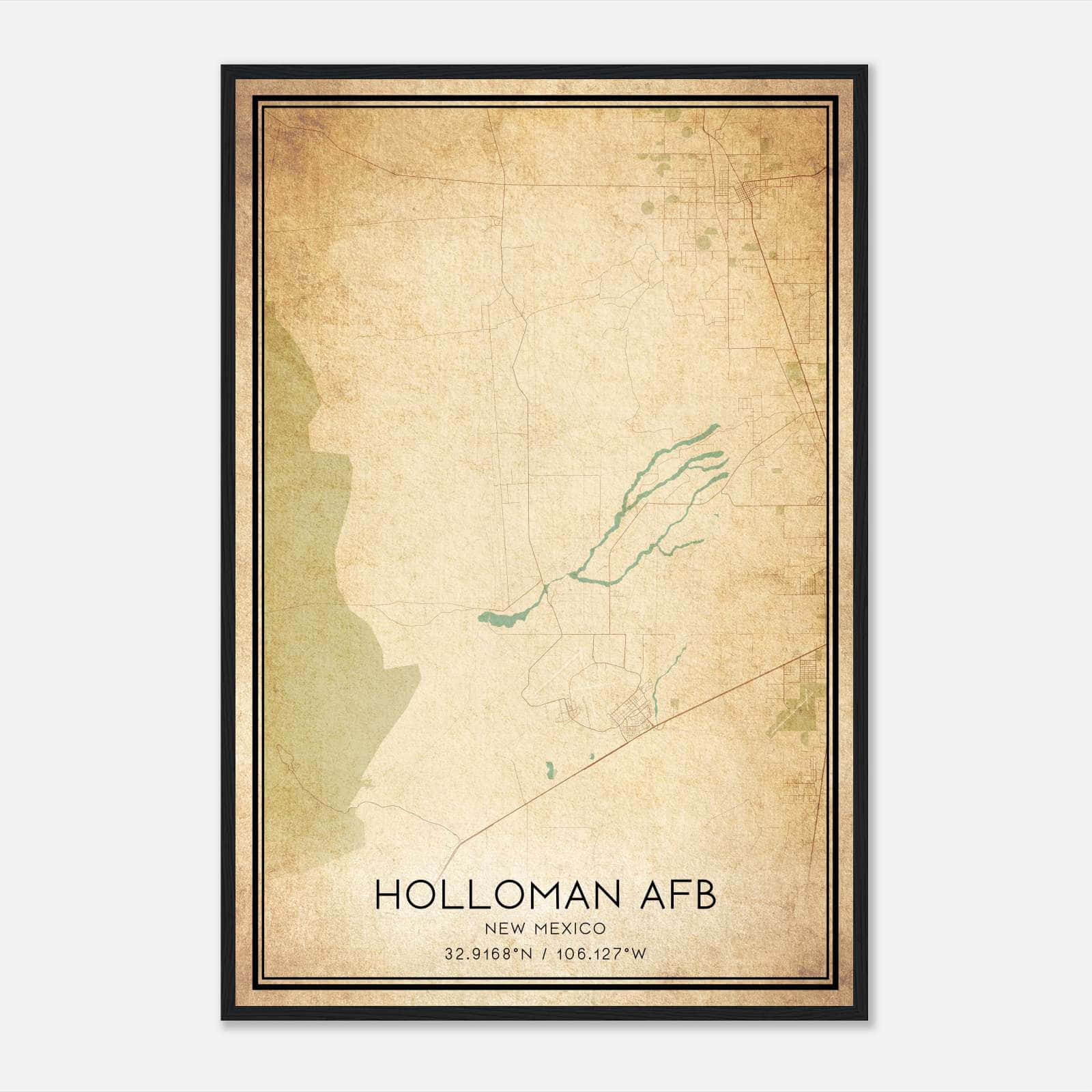 Vintage Holloman Afb New Mexico Map Poster, Holloman Afb NM City Road ...