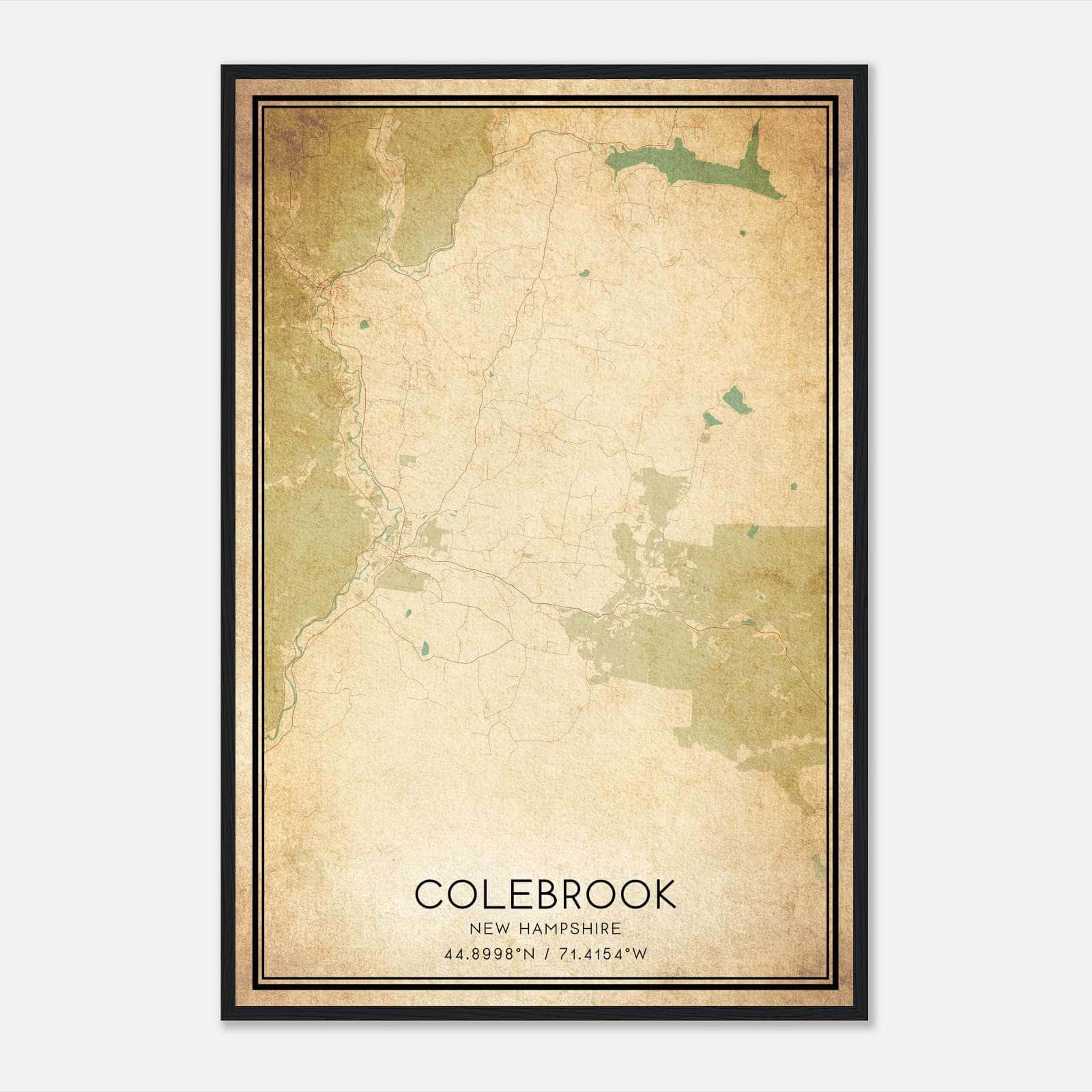 Vintage Colebrook New Hampshire Map Poster, Colebrook NH City Road Wall ...