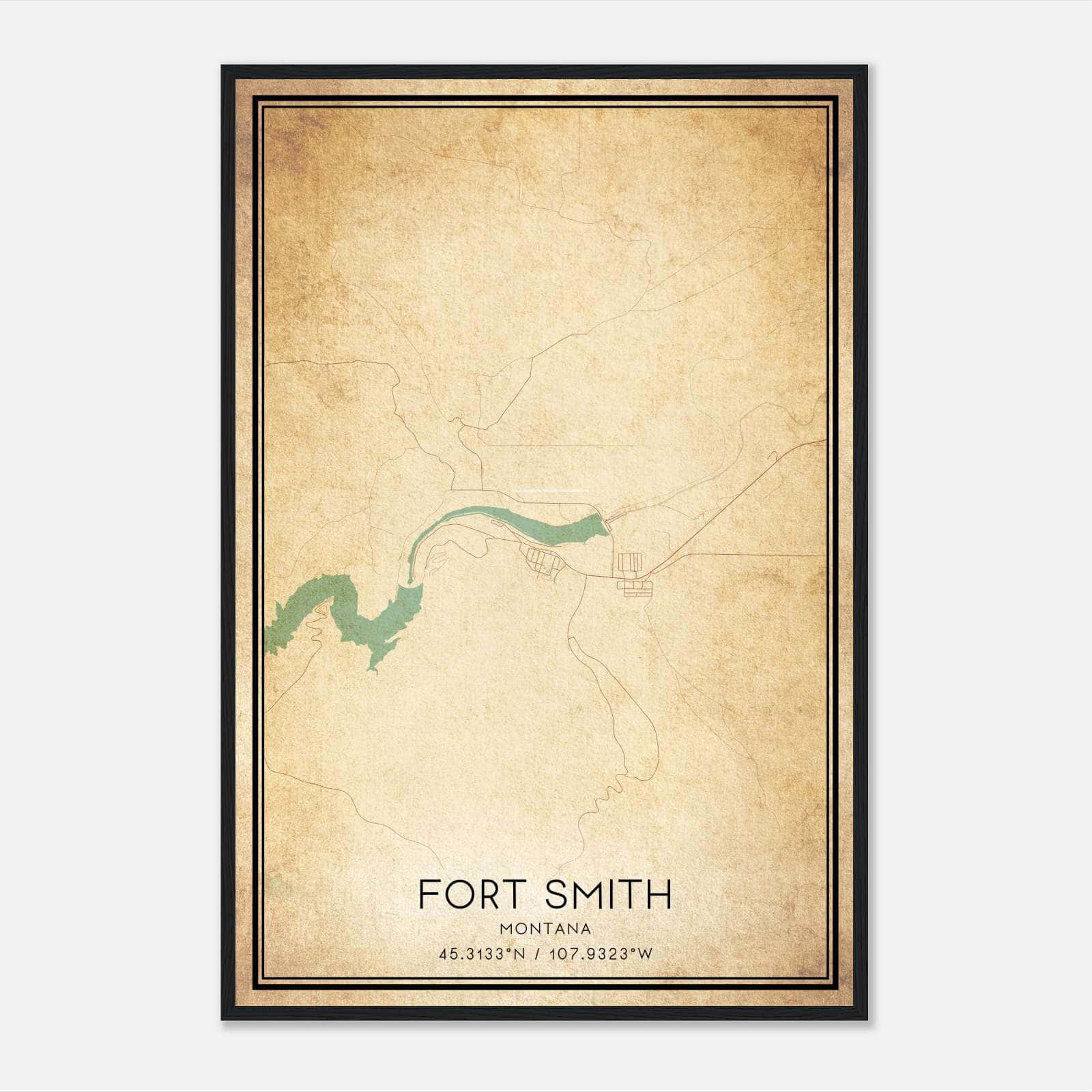 Vintage Fort Smith Montana Map Poster, Fort Smith MT City Road Wall Art ...