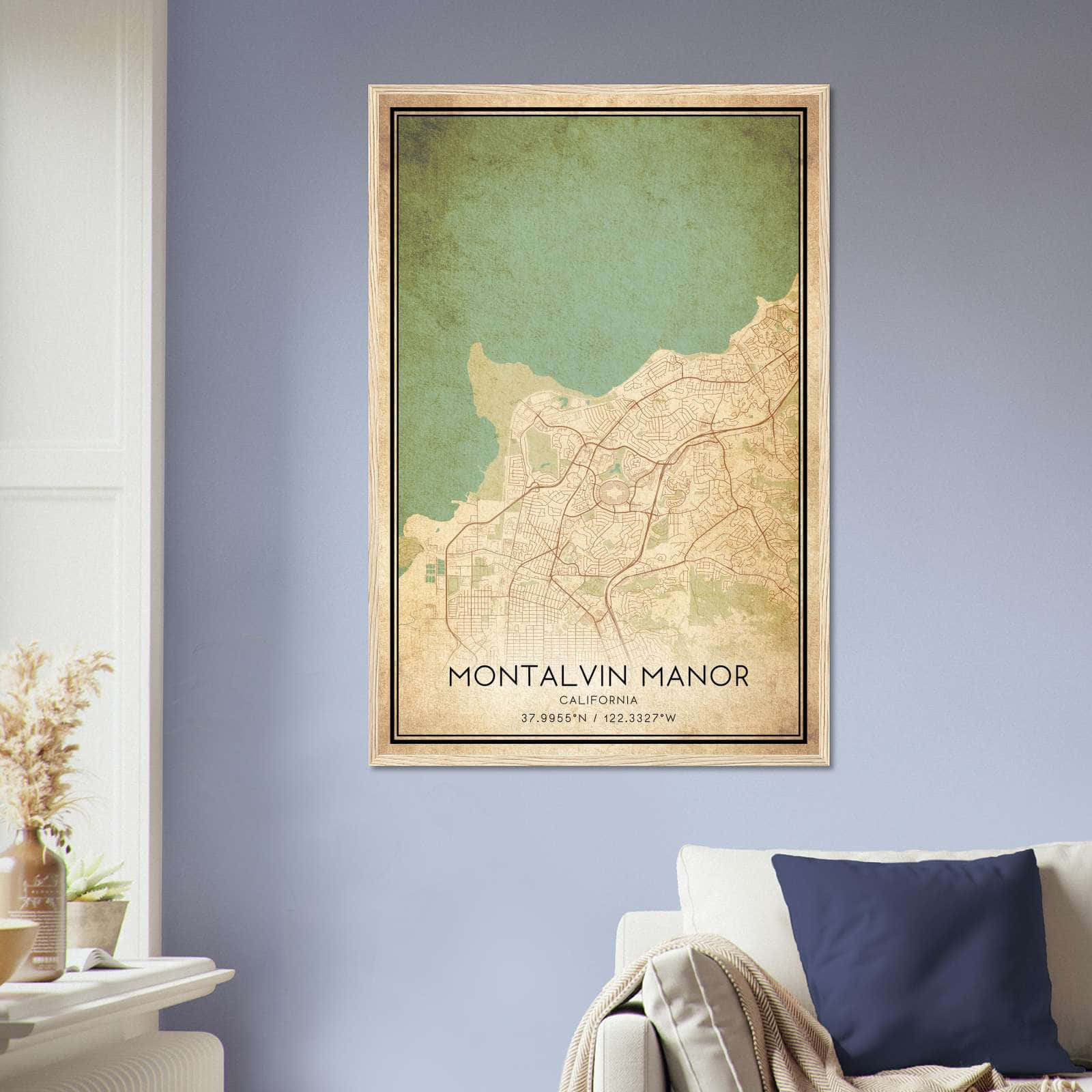 Vintage Montalvin Manor California Map Poster, Montalvin Manor CA City ...