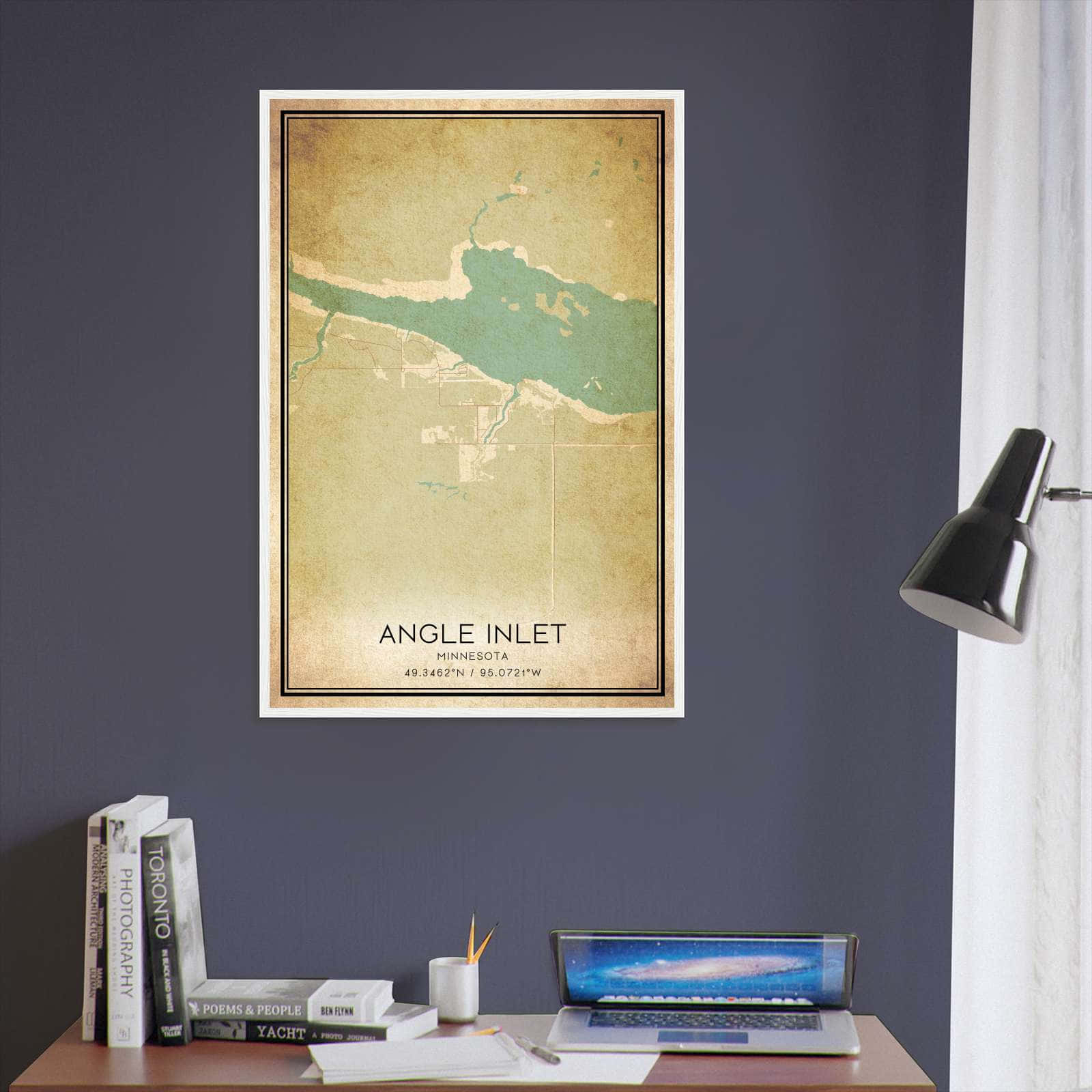 Vintage Angle Inlet Minnesota Map Poster, Angle Inlet MN City Road Wall ...