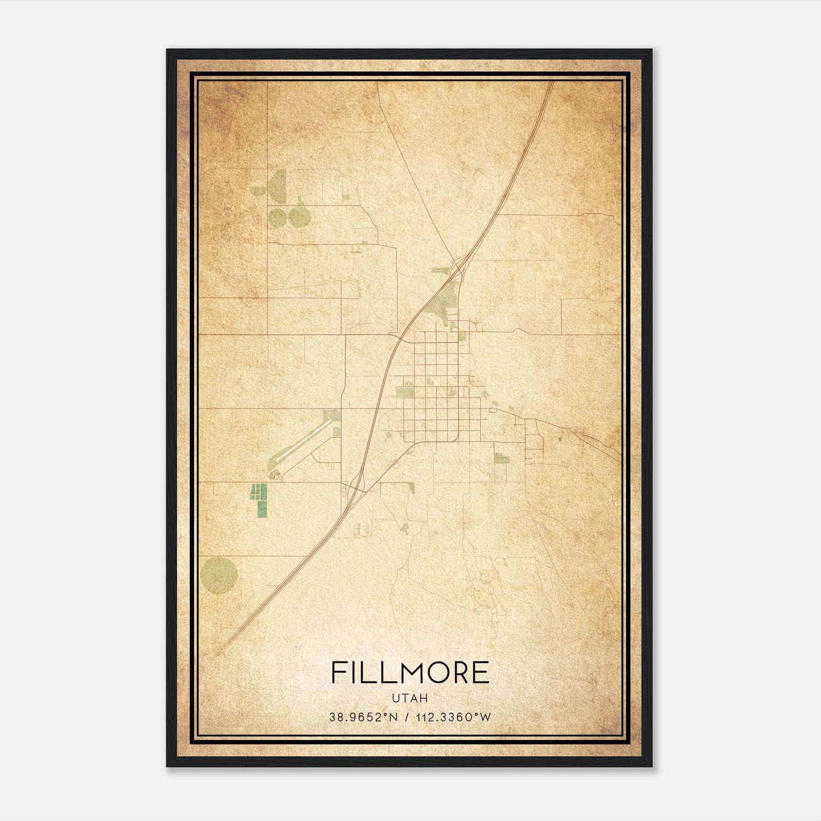 Vintage Fillmore Utah Map Poster, Fillmore UT City Road Wall Art Print ...