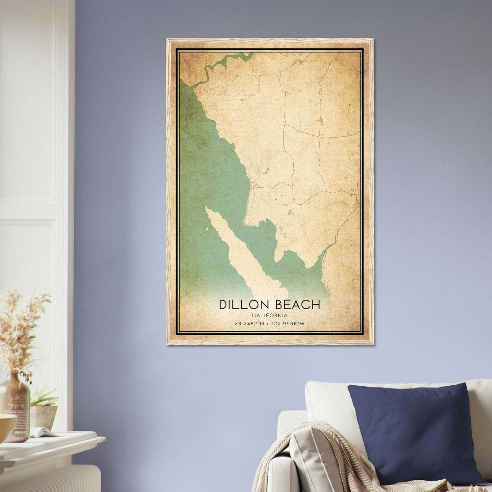 Vintage Dillon Beach California Map Poster, Dillon Beach CA City Road ...