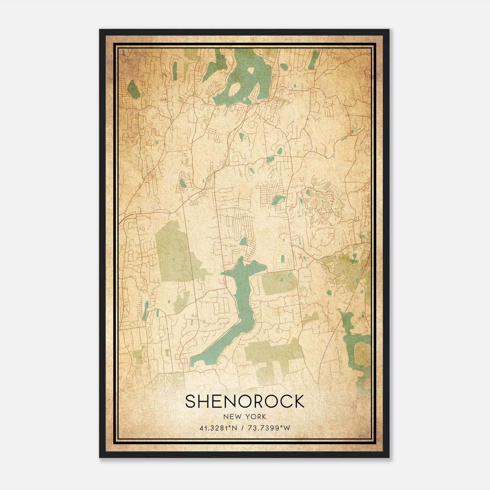 Vintage Shenorock New York Map Poster, Shenorock NY City Road Wall Art ...