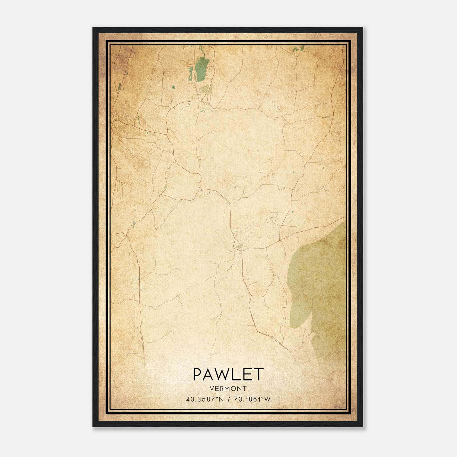 Vintage Pawlet Vermont Map Poster, Pawlet VT City Road Wall Art Print ...