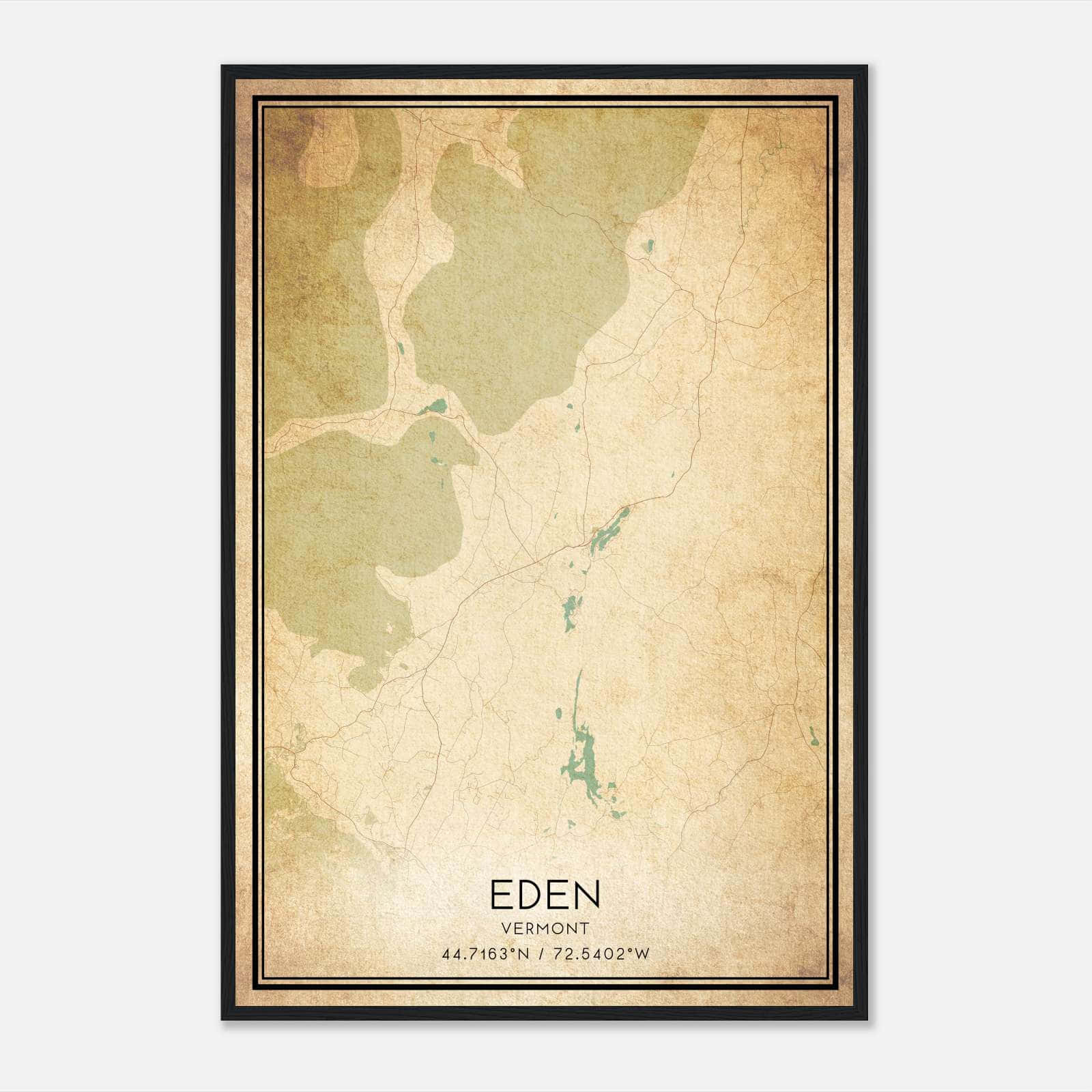 Vintage Eden Vermont Map Poster, Eden VT City Road Wall Art Print ...