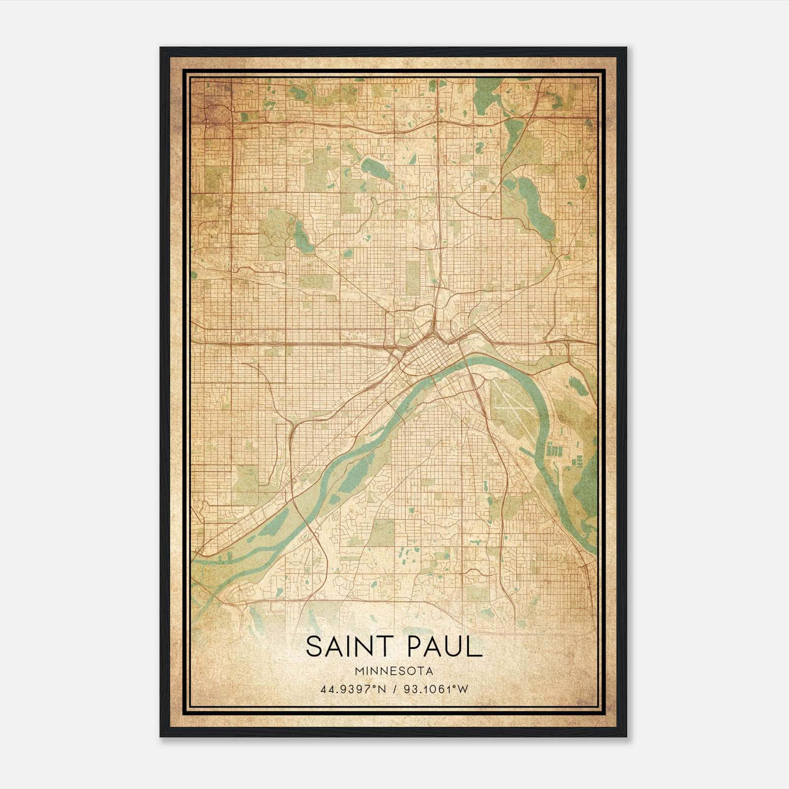Vintage Saint Paul Minnesota Map Poster, Saint Paul MN City Road Wall ...