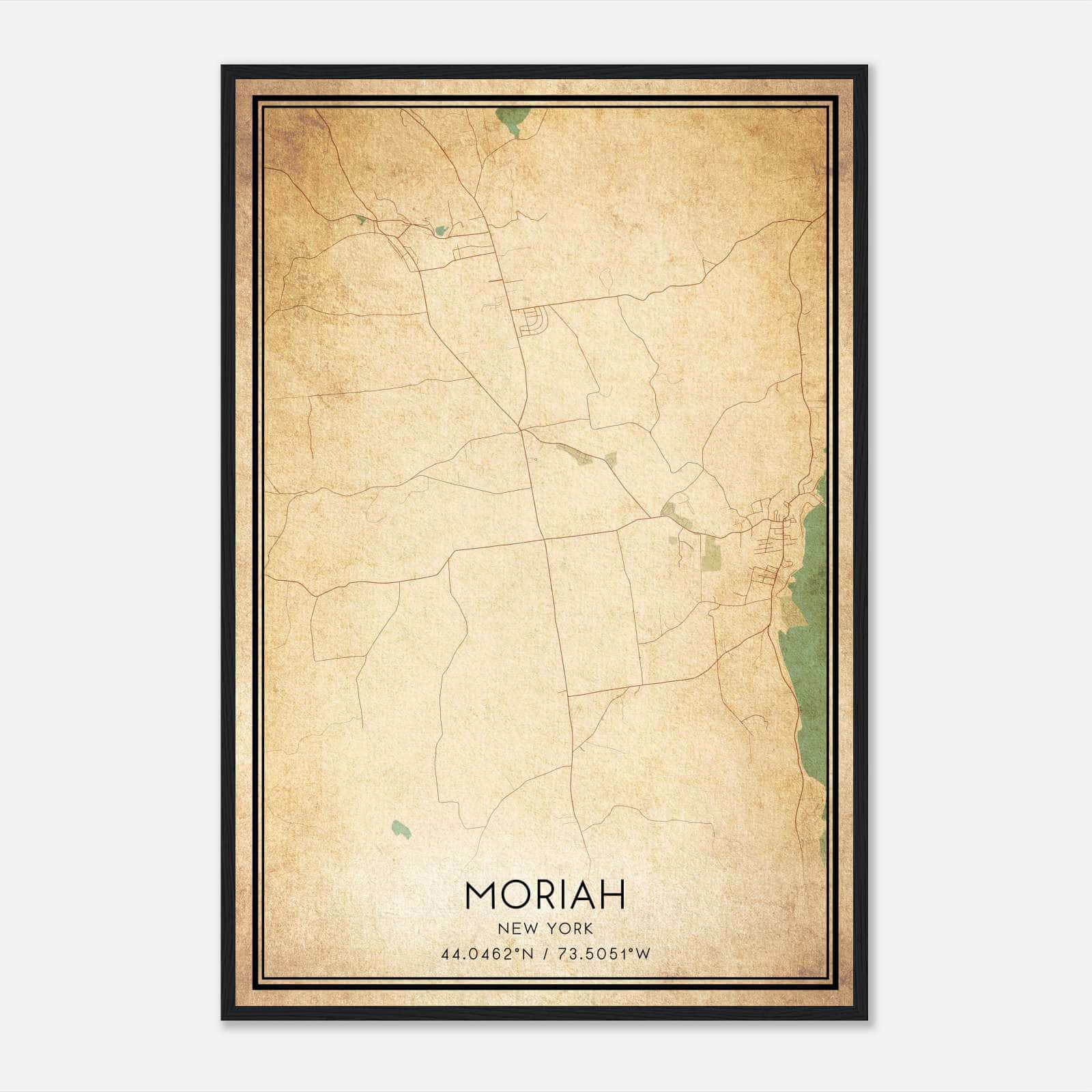 Vintage Moriah New York Map Poster, Moriah NY City Road Wall Art Print ...