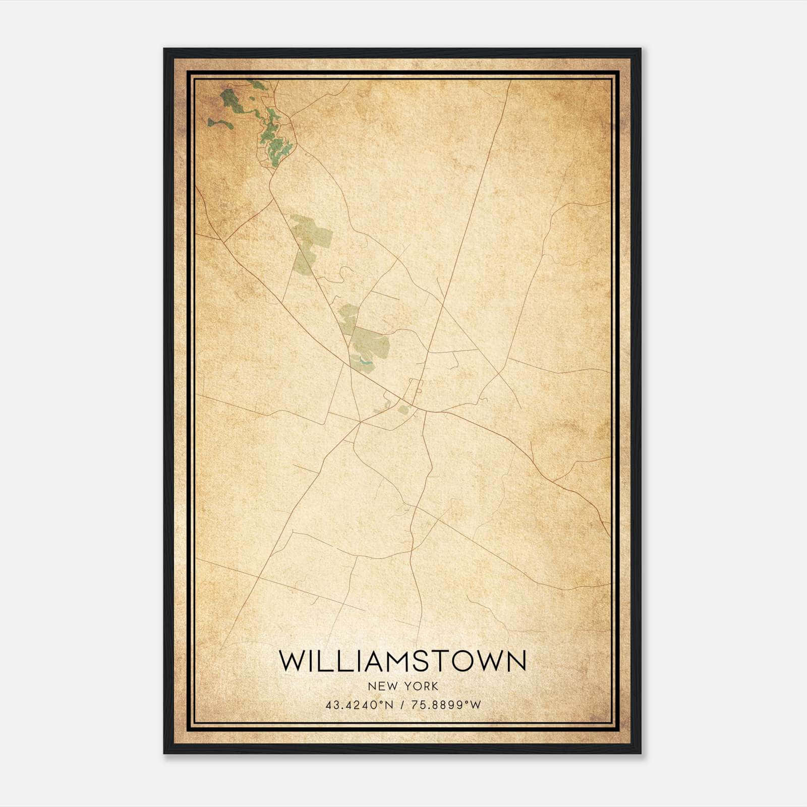 Vintage Williamstown New York Map Poster, Williamstown NY City Road ...
