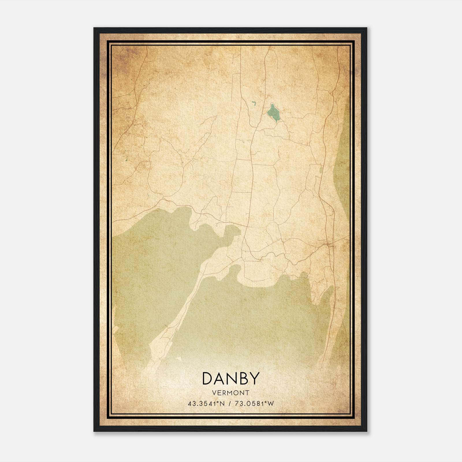 Vintage Danby Vermont Map Poster, Danby VT City Road Wall Art Print ...