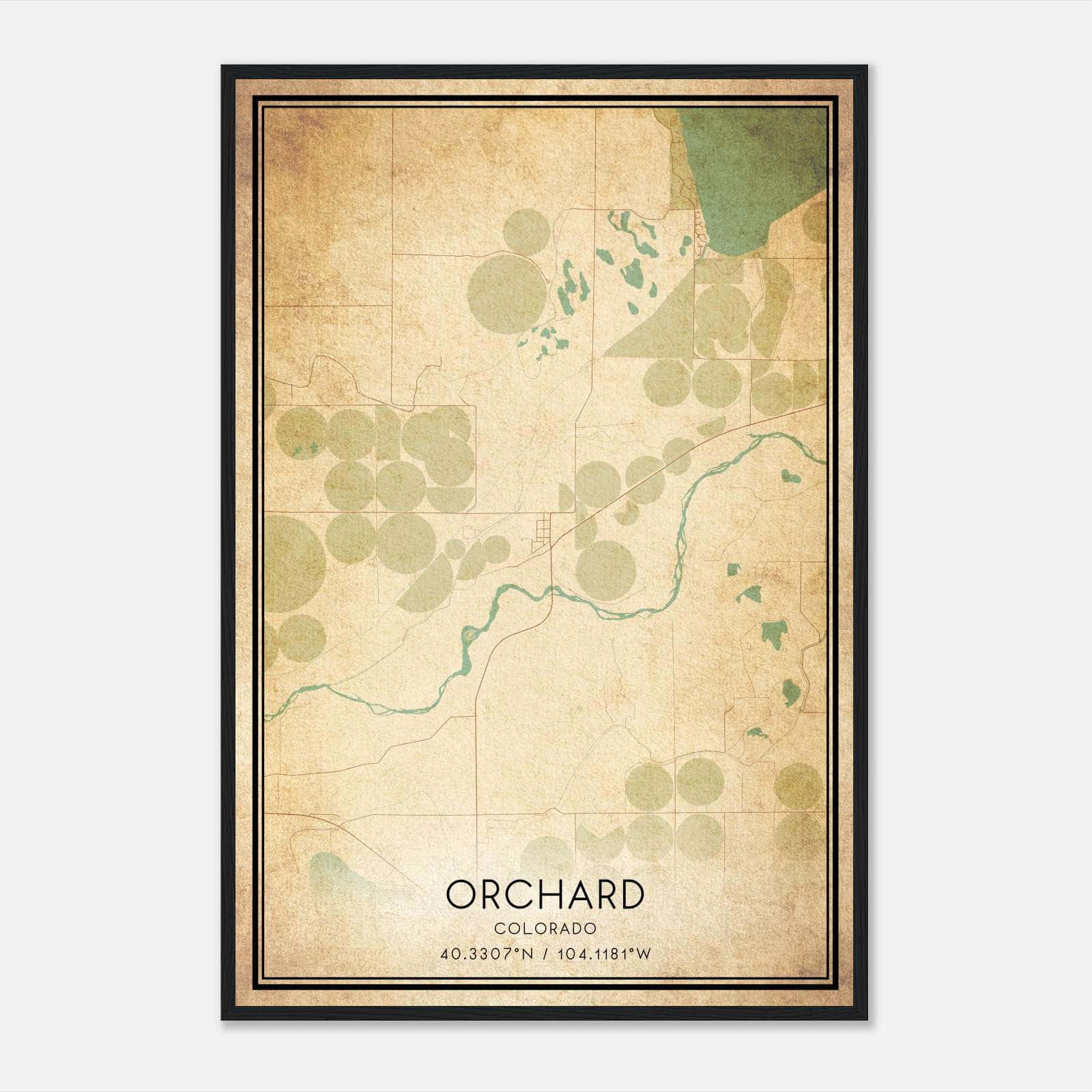 Vintage Orchard Colorado Map Poster, Orchard CO City Road Wall Art ...