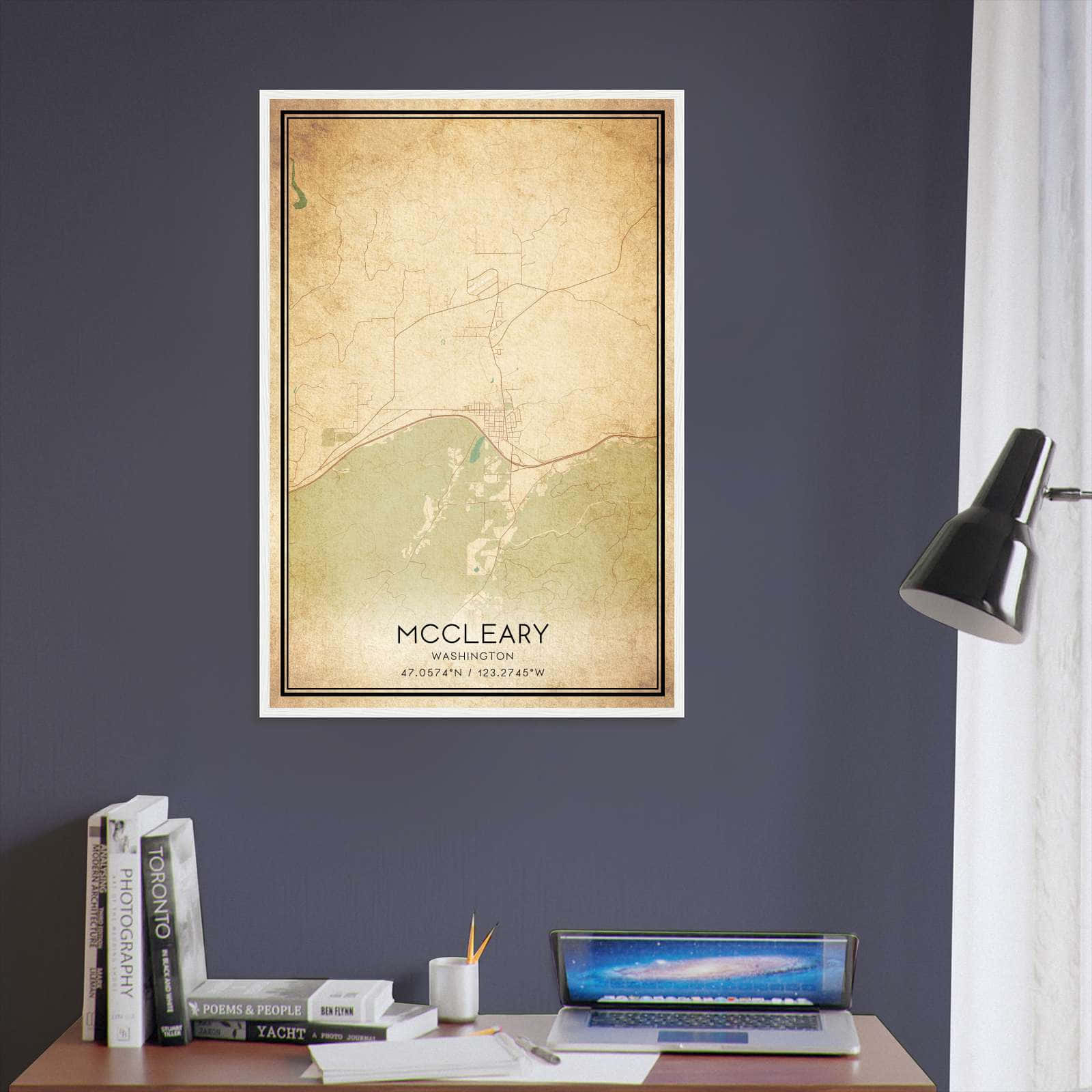 Vintage Mccleary Washington Map Poster, Mccleary WA City Road Wall Art ...