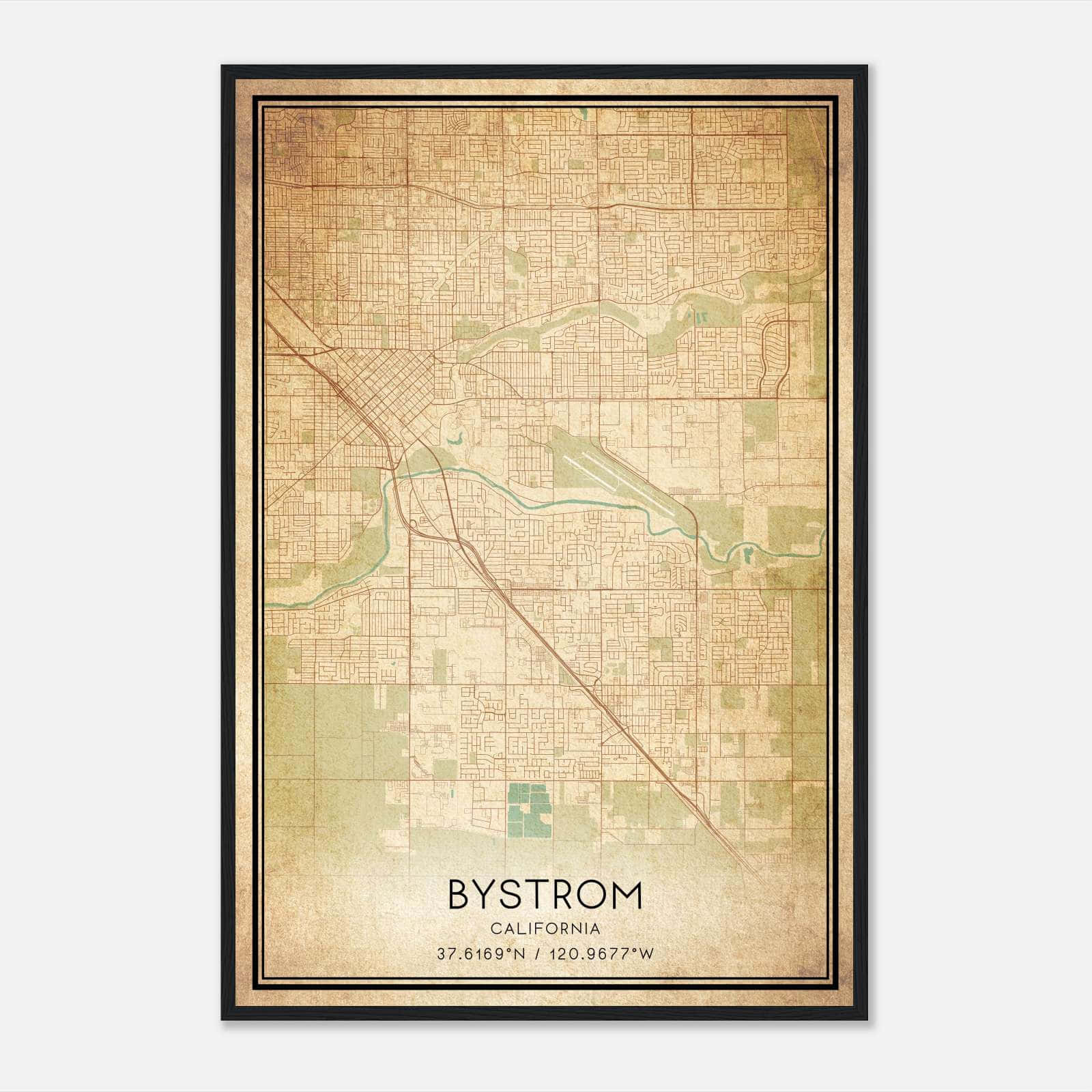 Vintage Bystrom California Map Poster, Bystrom CA City Road Wall Art ...
