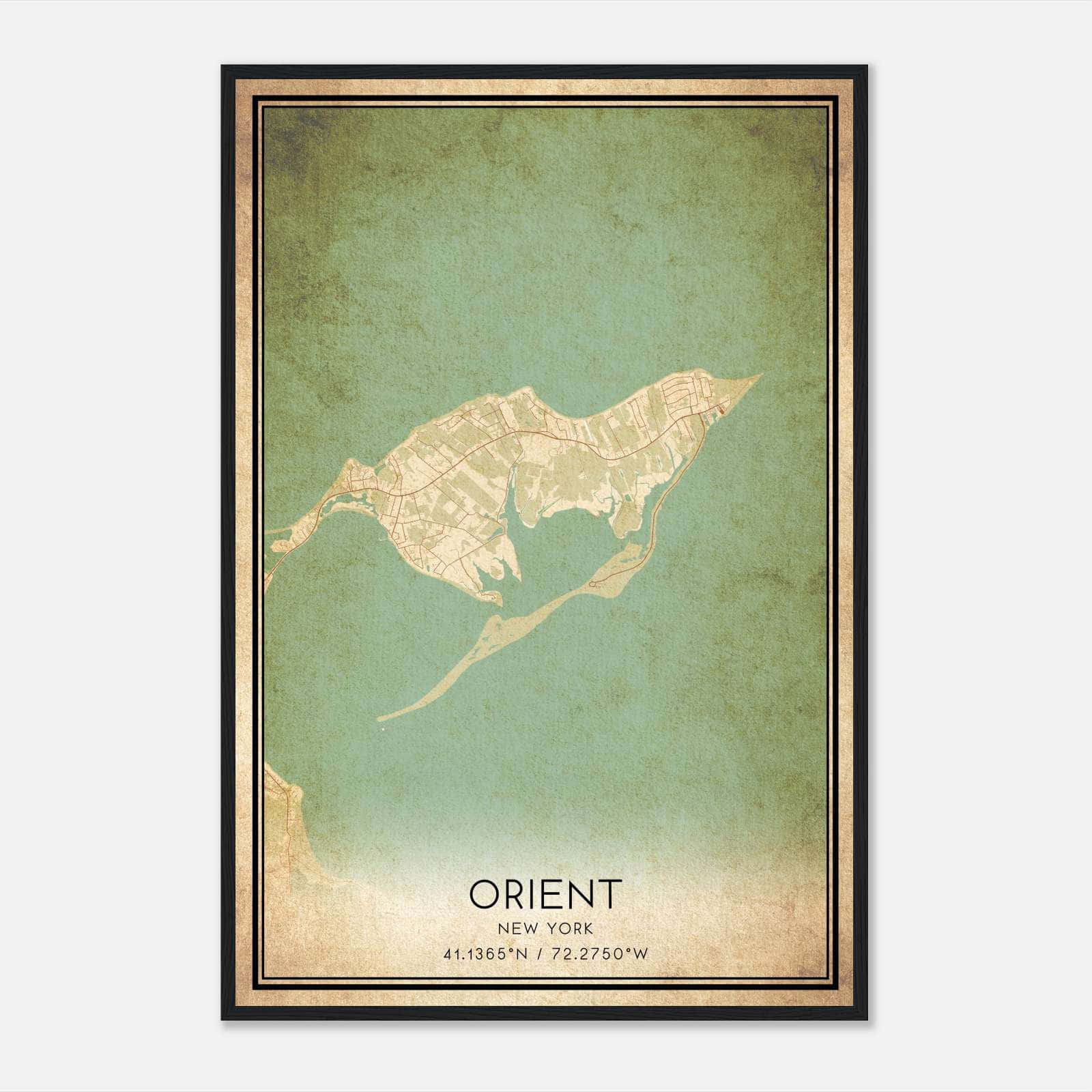 Vintage Orient New York Map Poster, Orient NY City Road Wall Art Print ...