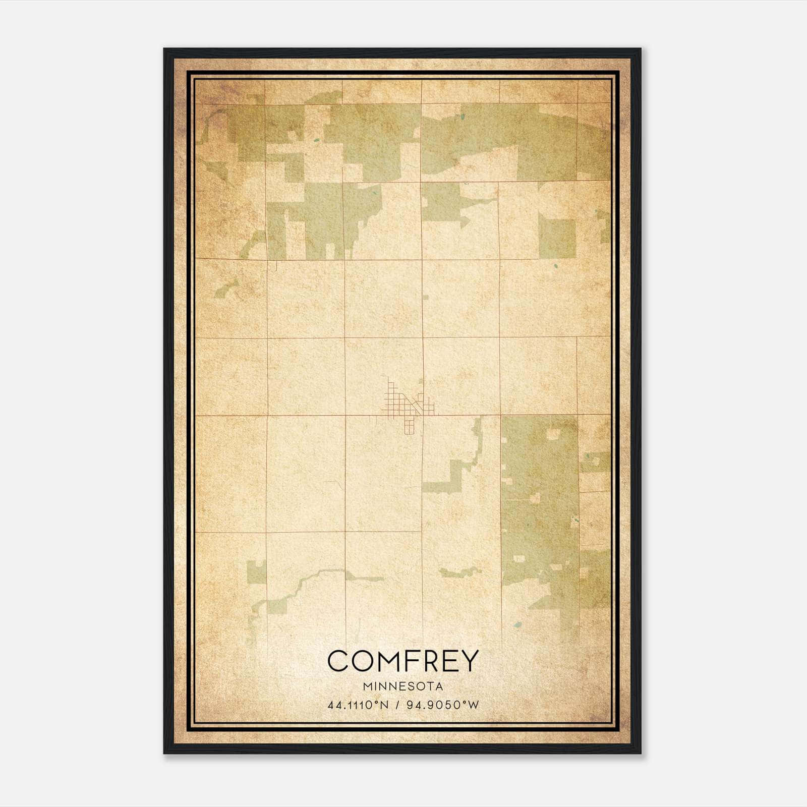 Vintage Comfrey Minnesota Map Poster, Comfrey MN City Road Wall Art ...