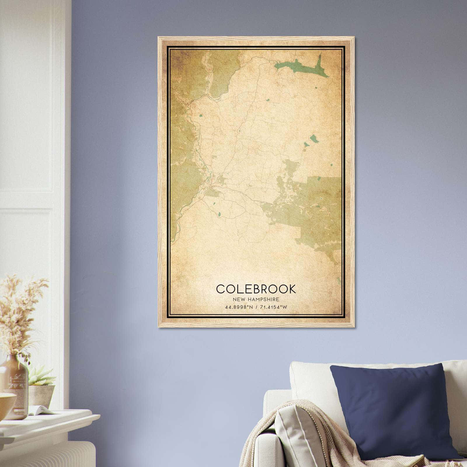 Vintage Colebrook New Hampshire Map Poster, Colebrook NH City Road Wall ...