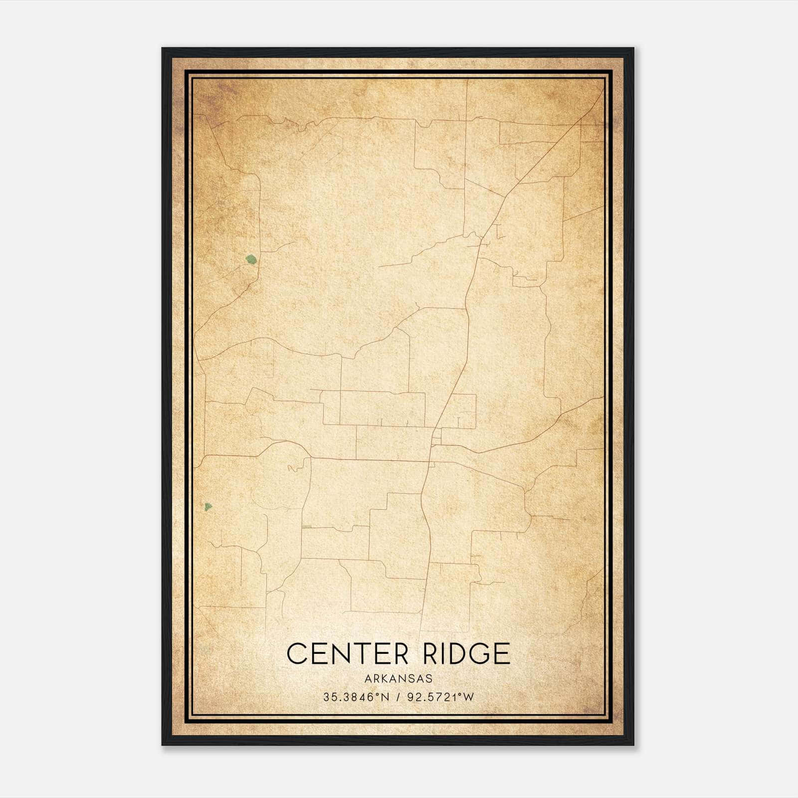 Vintage Center Ridge Arkansas Map Poster, Center Ridge AR City Road ...
