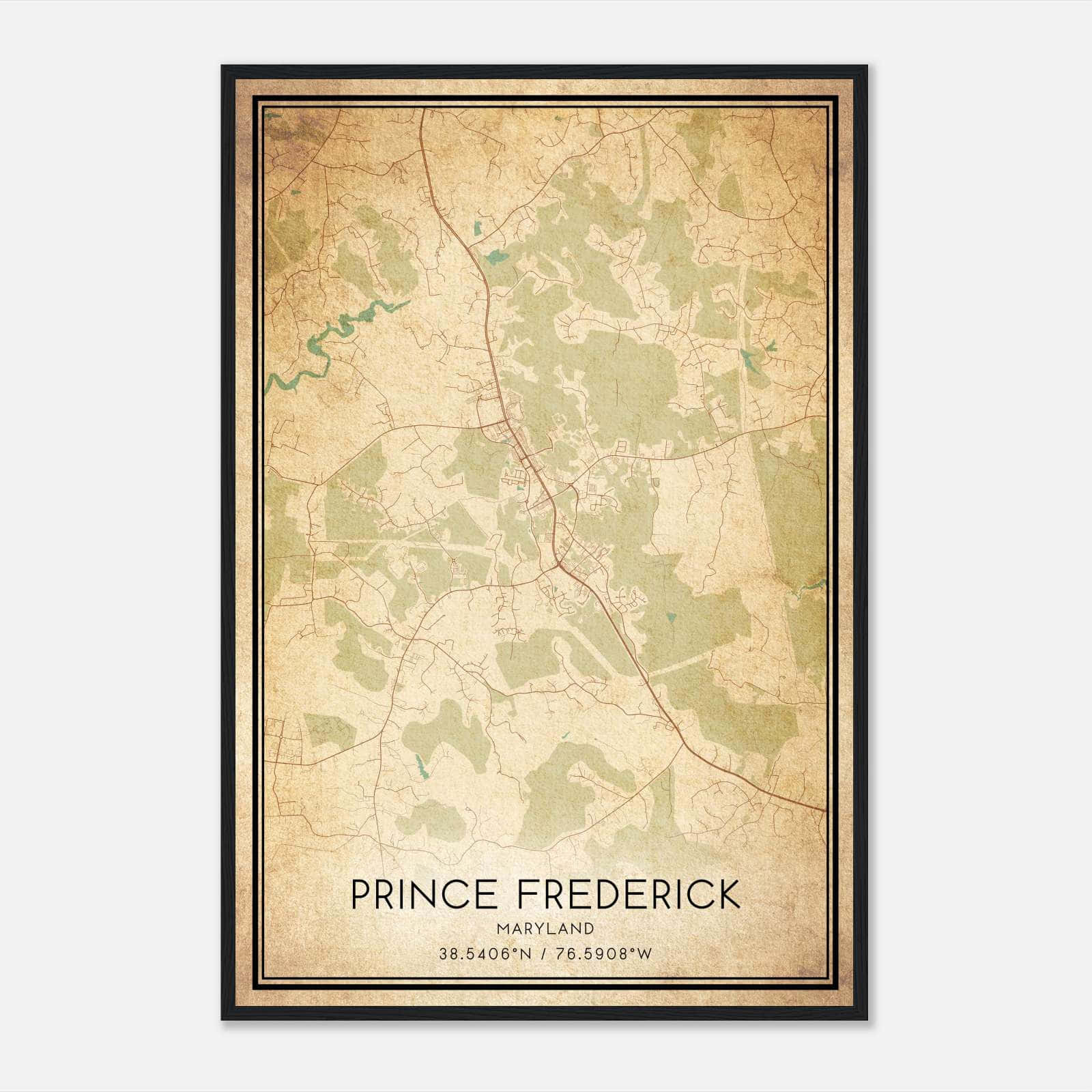 Vintage Prince Frederick Maryland Map Poster, Prince Frederick MD City ...
