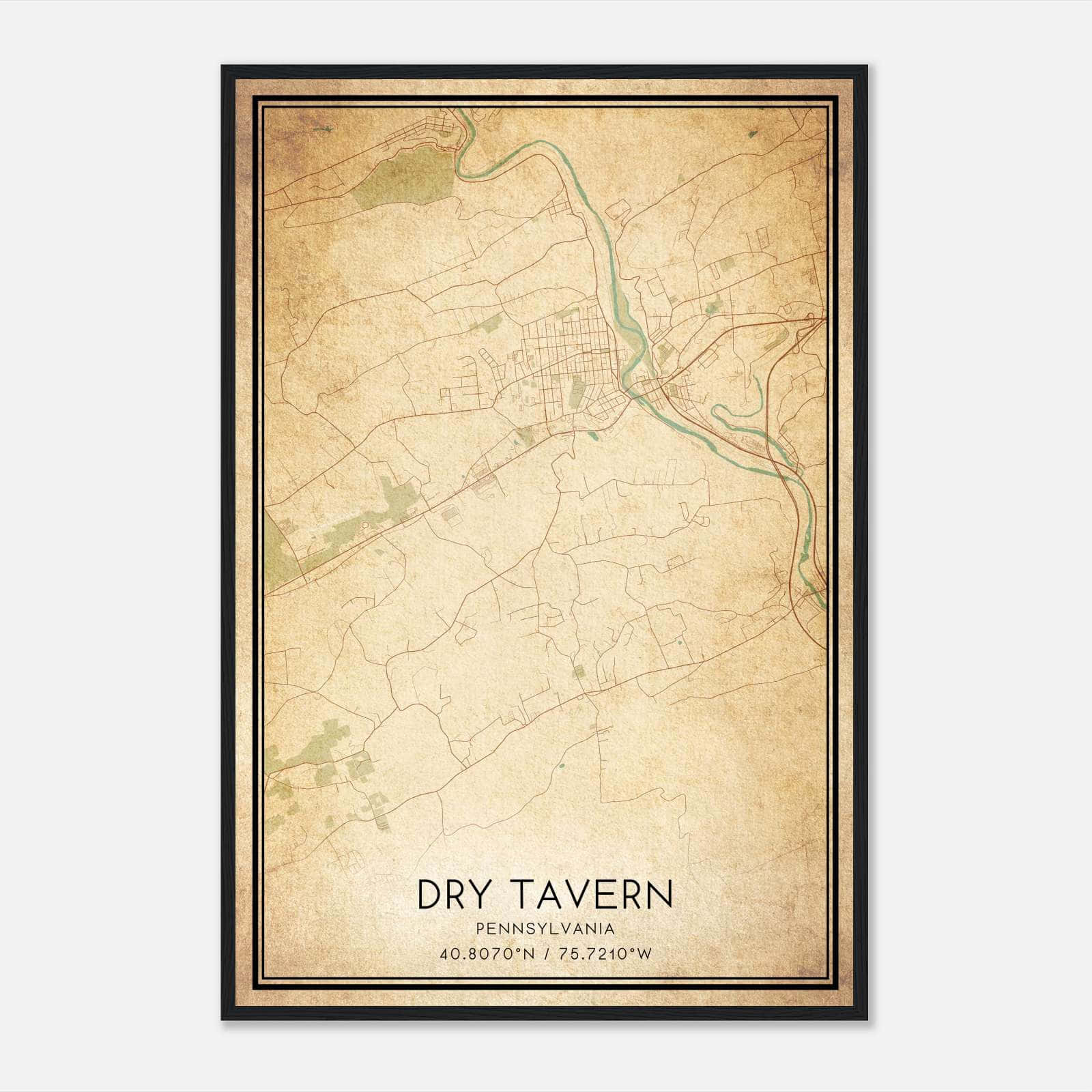 Vintage Dry Tavern Pennsylvania Map Poster, Dry Tavern PA City Road ...