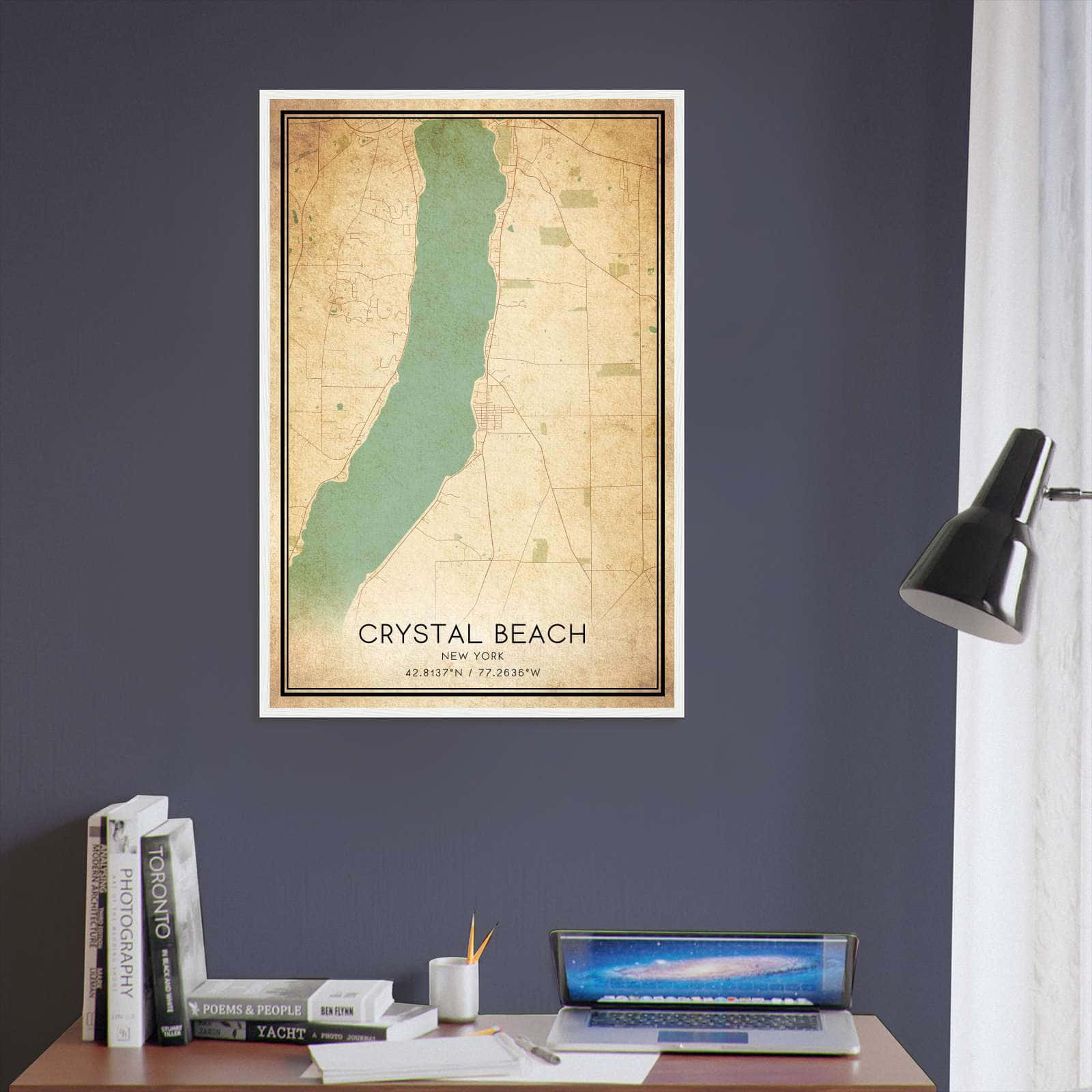 Vintage Crystal Beach New York Map Poster, Crystal Beach NY City Road ...