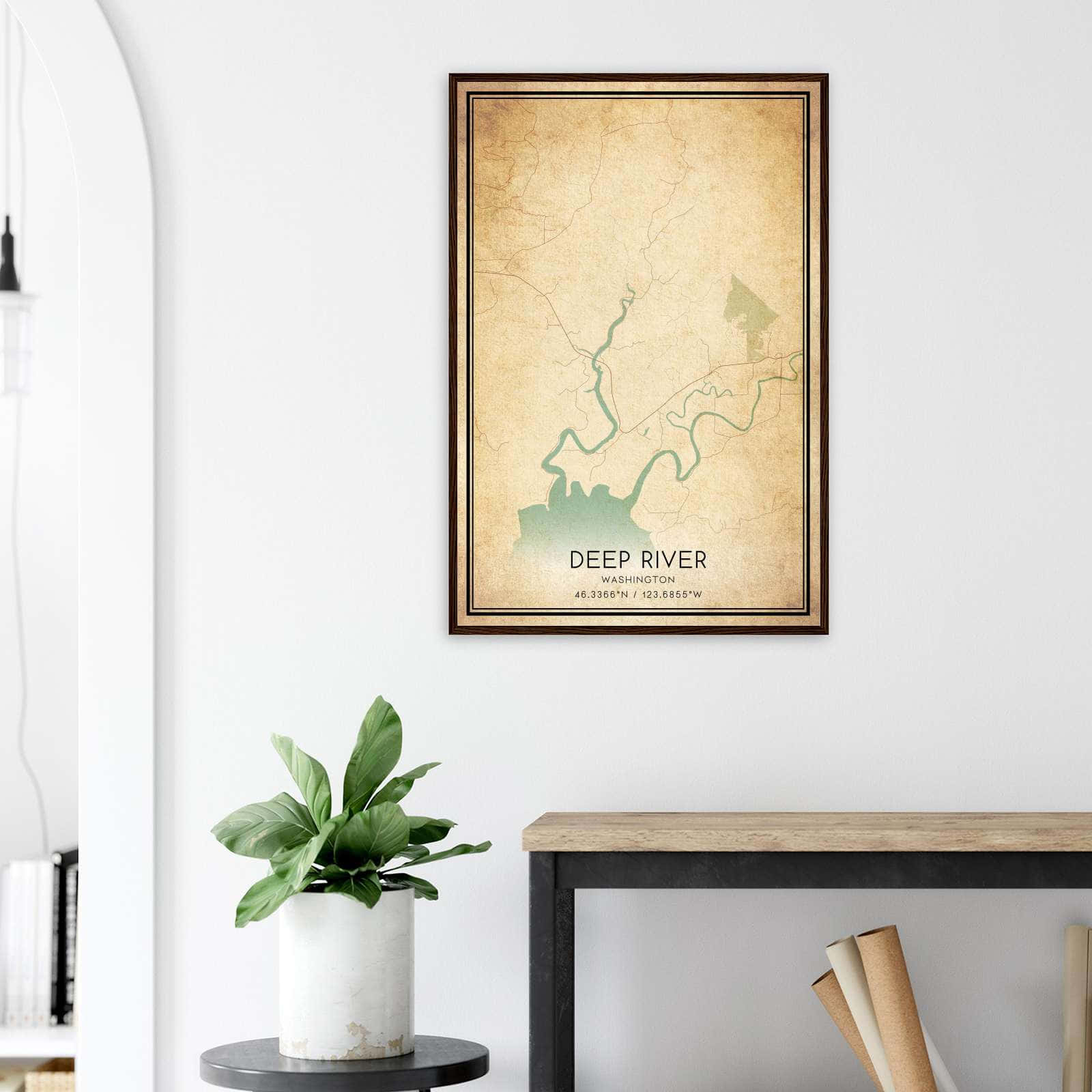 Vintage Deep River Washington Map Poster, Deep River WA City Road Wall ...