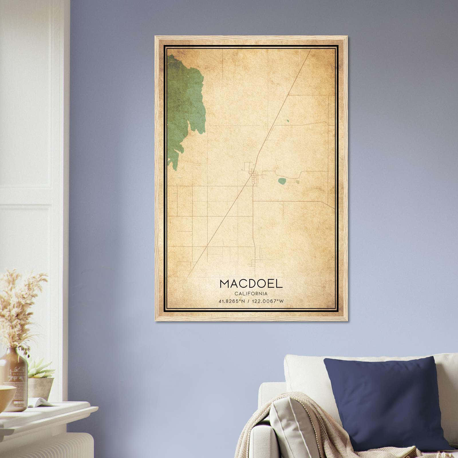 Vintage Macdoel California Map Poster, Macdoel CA City Road Wall Art ...