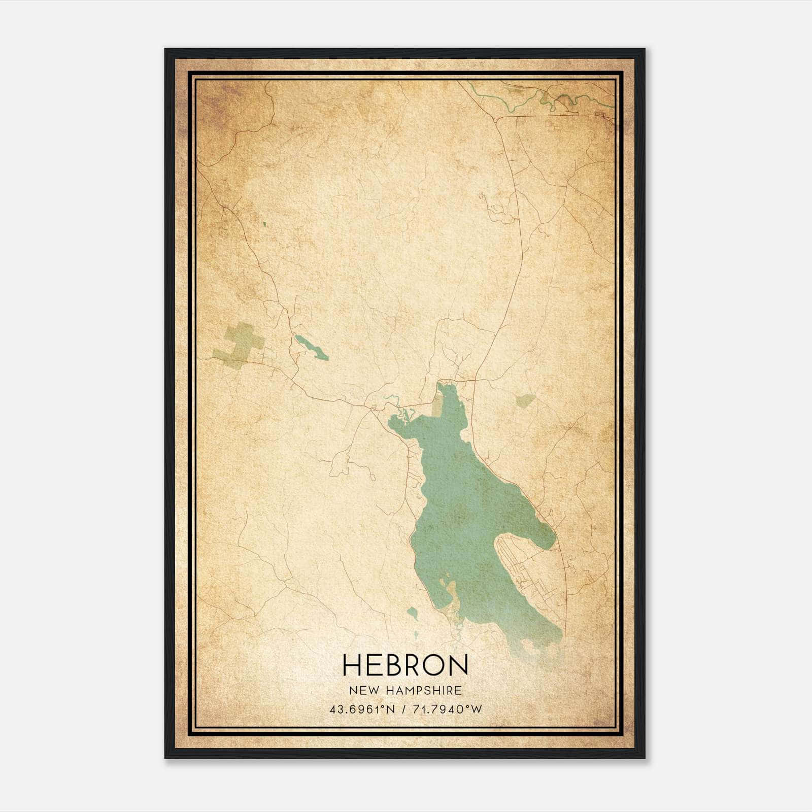 Vintage Hebron New Hampshire Map Poster, Hebron NH City Road Wall Art ...