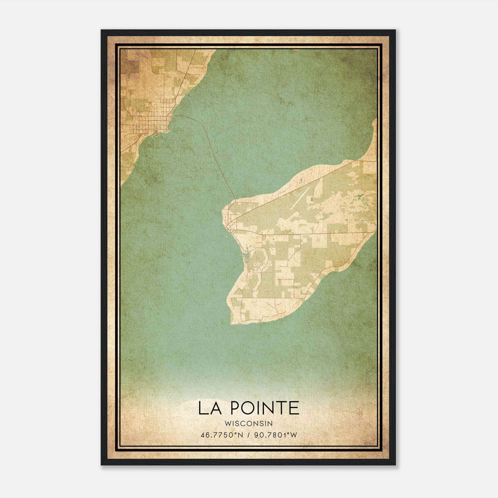 Vintage La Pointe Wisconsin Map Poster, La Pointe WI City Road Wall Art ...