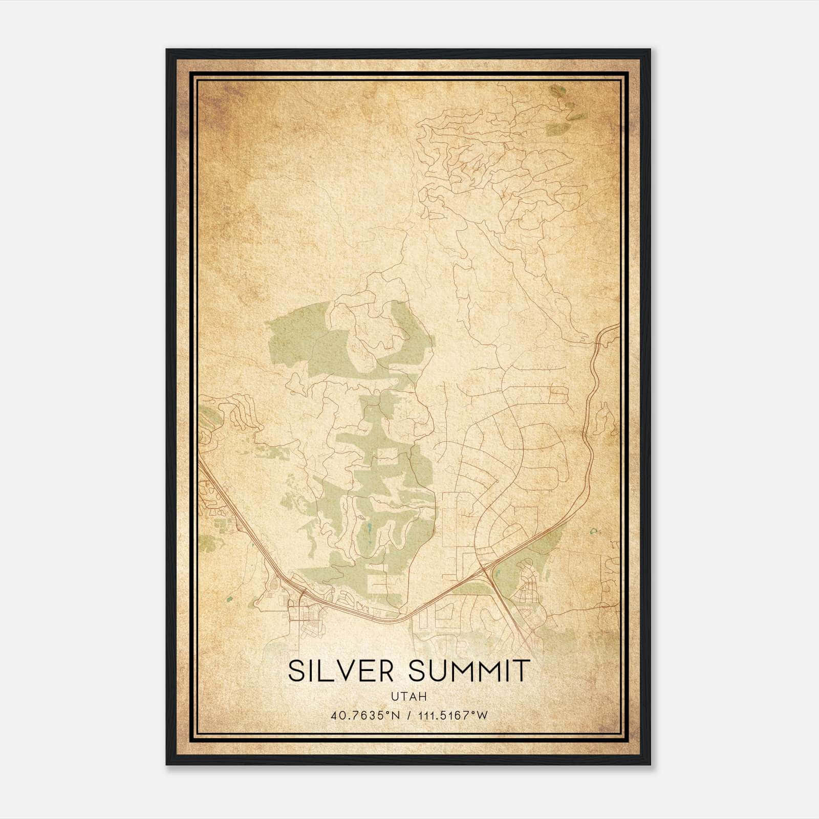 Vintage Silver Summit Utah Map Poster, Silver Summit UT City Road Wall ...