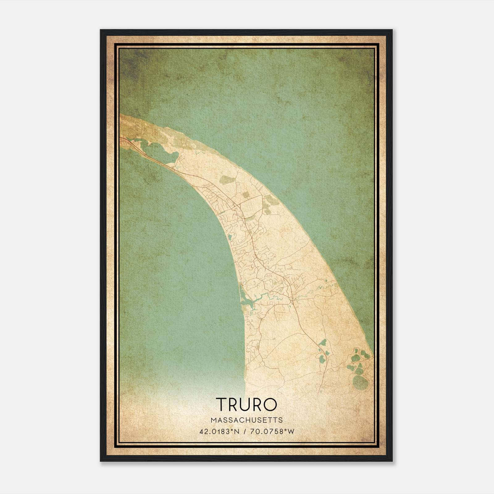 Vintage Truro Massachusetts Map Poster, Truro MA City Road Wall Art ...