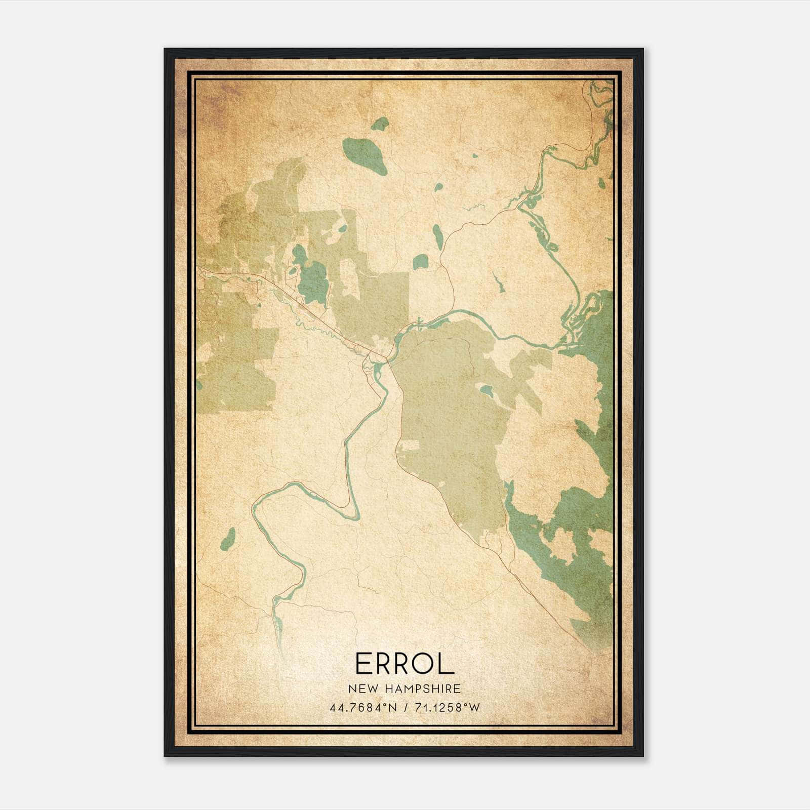 Vintage Errol New Hampshire Map Poster, Errol NH City Road Wall Art ...