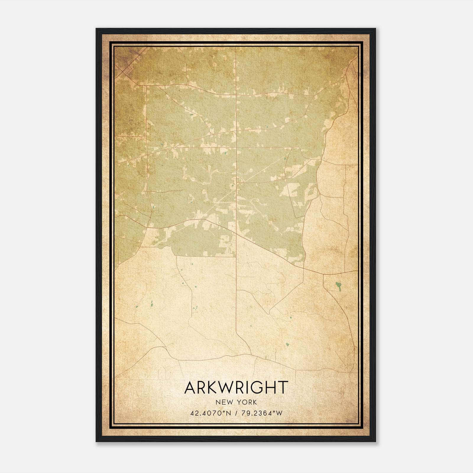 Vintage Arkwright New York Map Poster, Arkwright NY City Road Wall Art ...