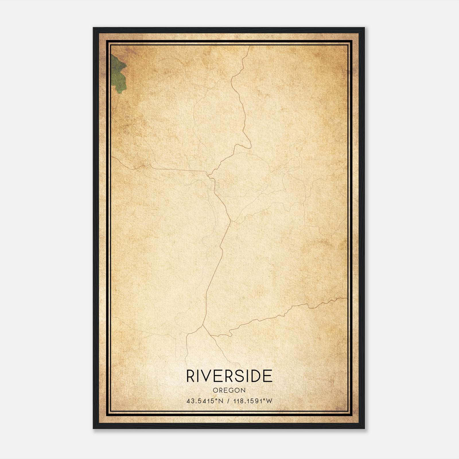 Vintage Riverside Oregon Map Poster, Riverside OR City Road Wall Art ...