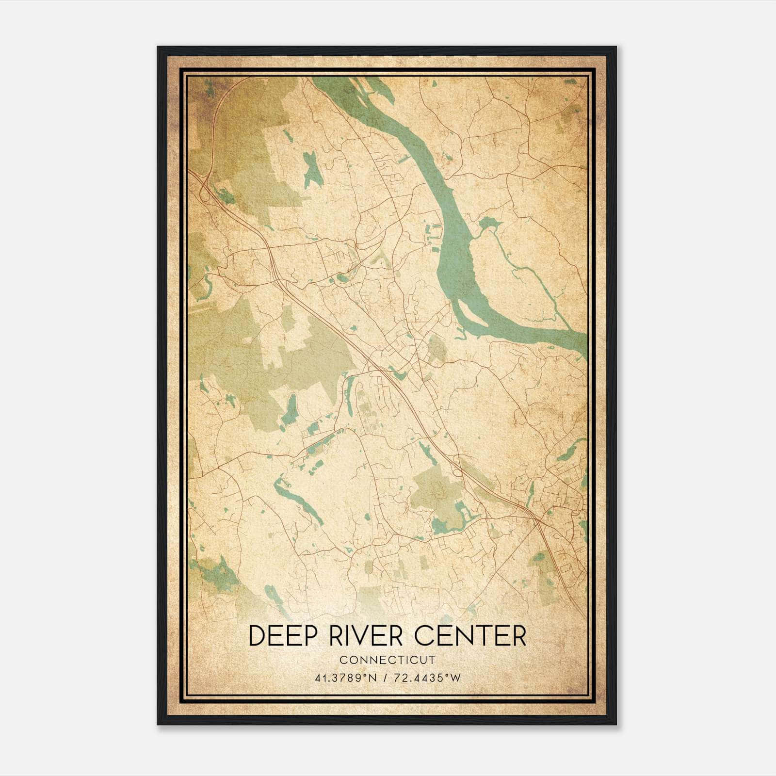 Vintage Deep River Center Connecticut Map Poster, Deep River Center CT ...