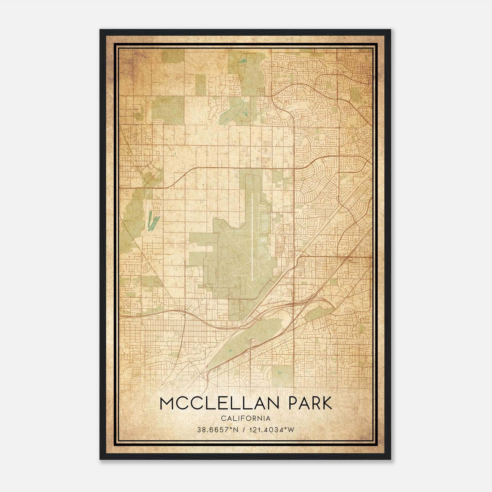 Vintage Mcclellan Park California Map Poster, Mcclellan Park CA City ...