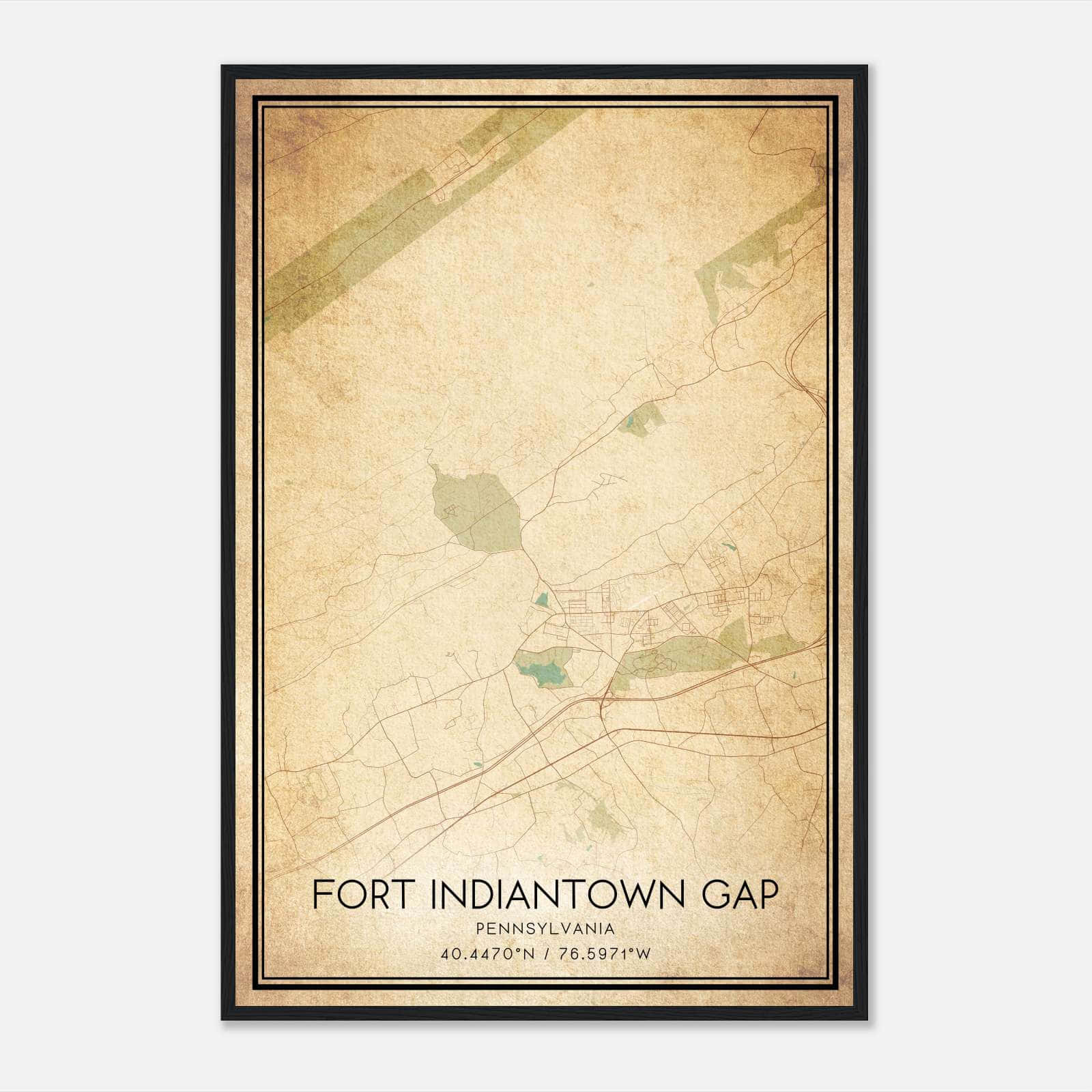 Vintage Fort Indiantown Gap Pennsylvania Map Poster, Fort Indiantown ...