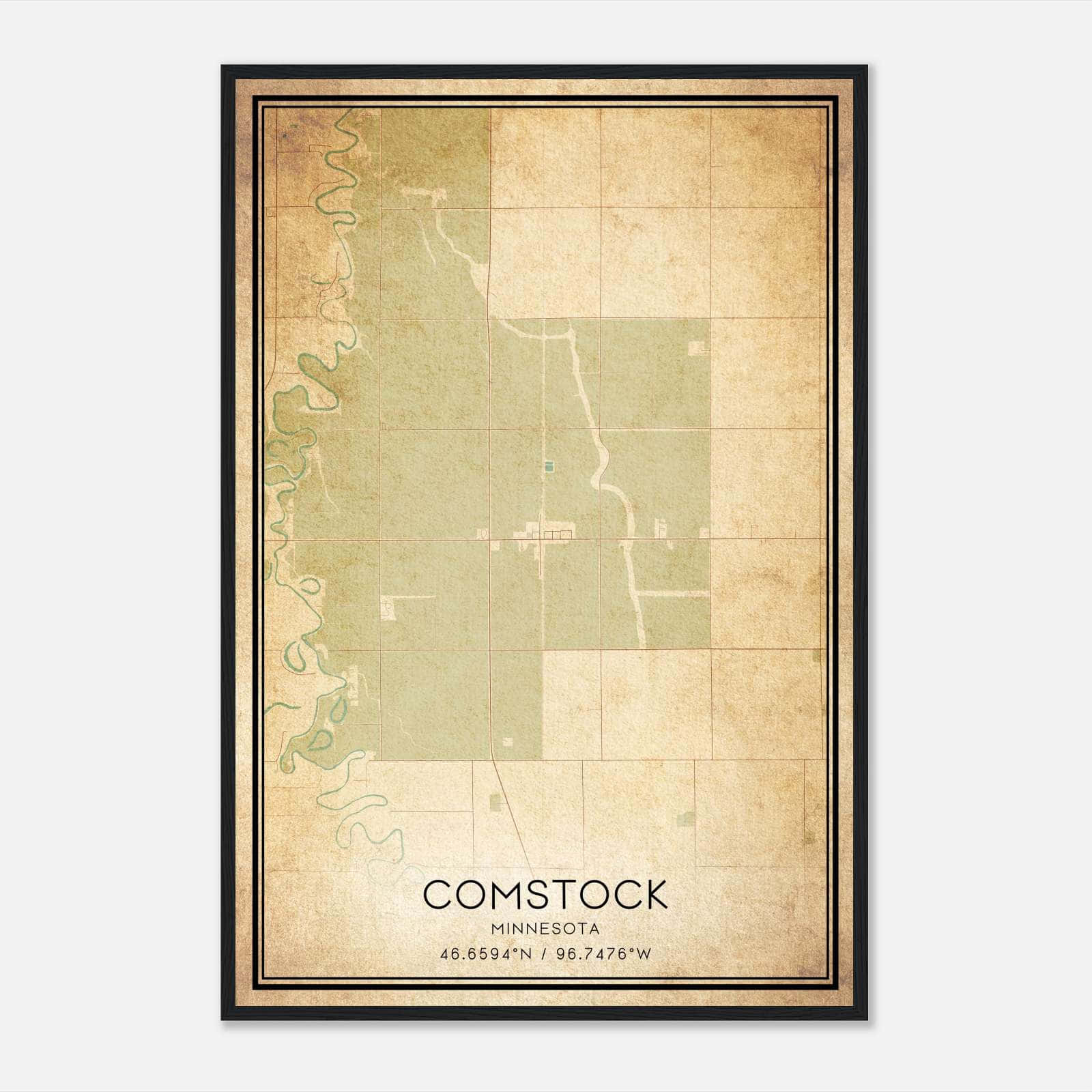 Vintage Comstock Minnesota Map Poster, Comstock MN City Road Wall Art ...