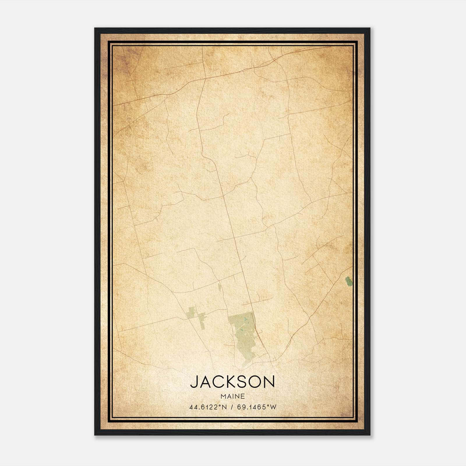 Vintage Jackson Maine Map Poster, Jackson ME City Road Wall Art Print ...