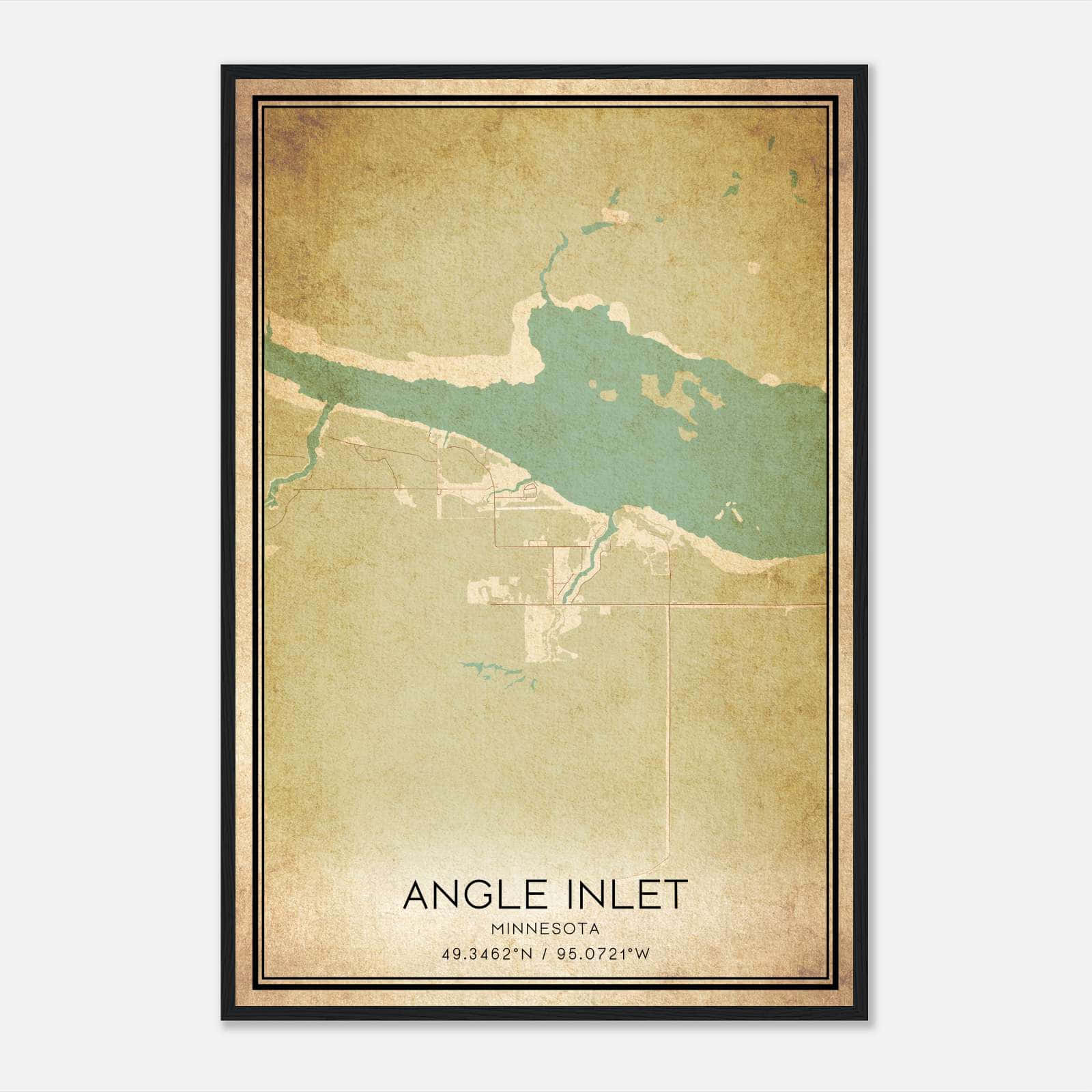 Vintage Angle Inlet Minnesota Map Poster, Angle Inlet MN City Road Wall ...