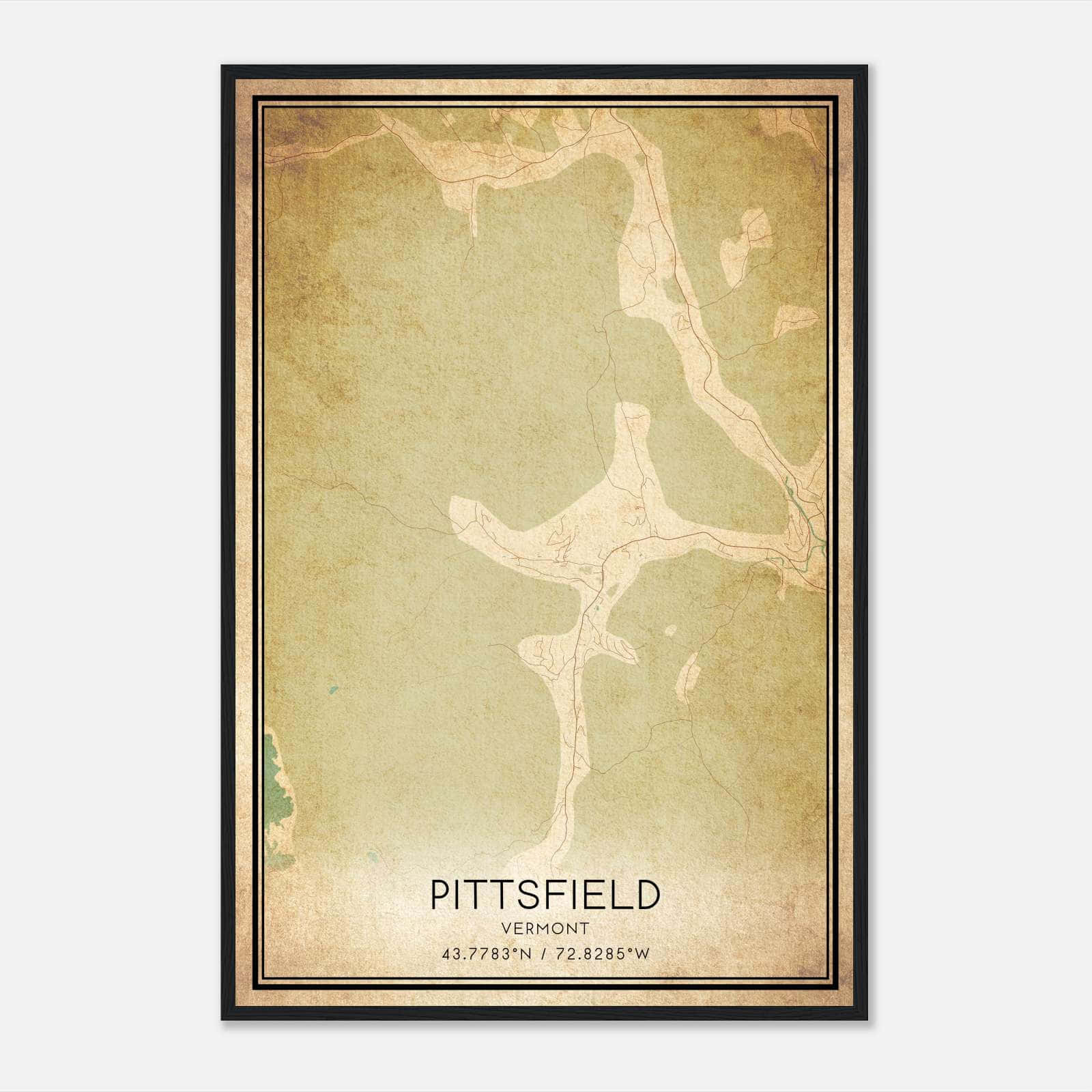 Vintage Pittsfield Vermont Map Poster, Pittsfield VT City Road Wall Art ...