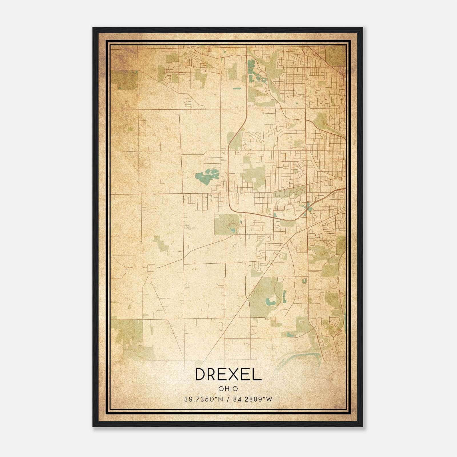 Vintage Drexel Ohio Map Poster, Drexel OH City Road Wall Art Print ...
