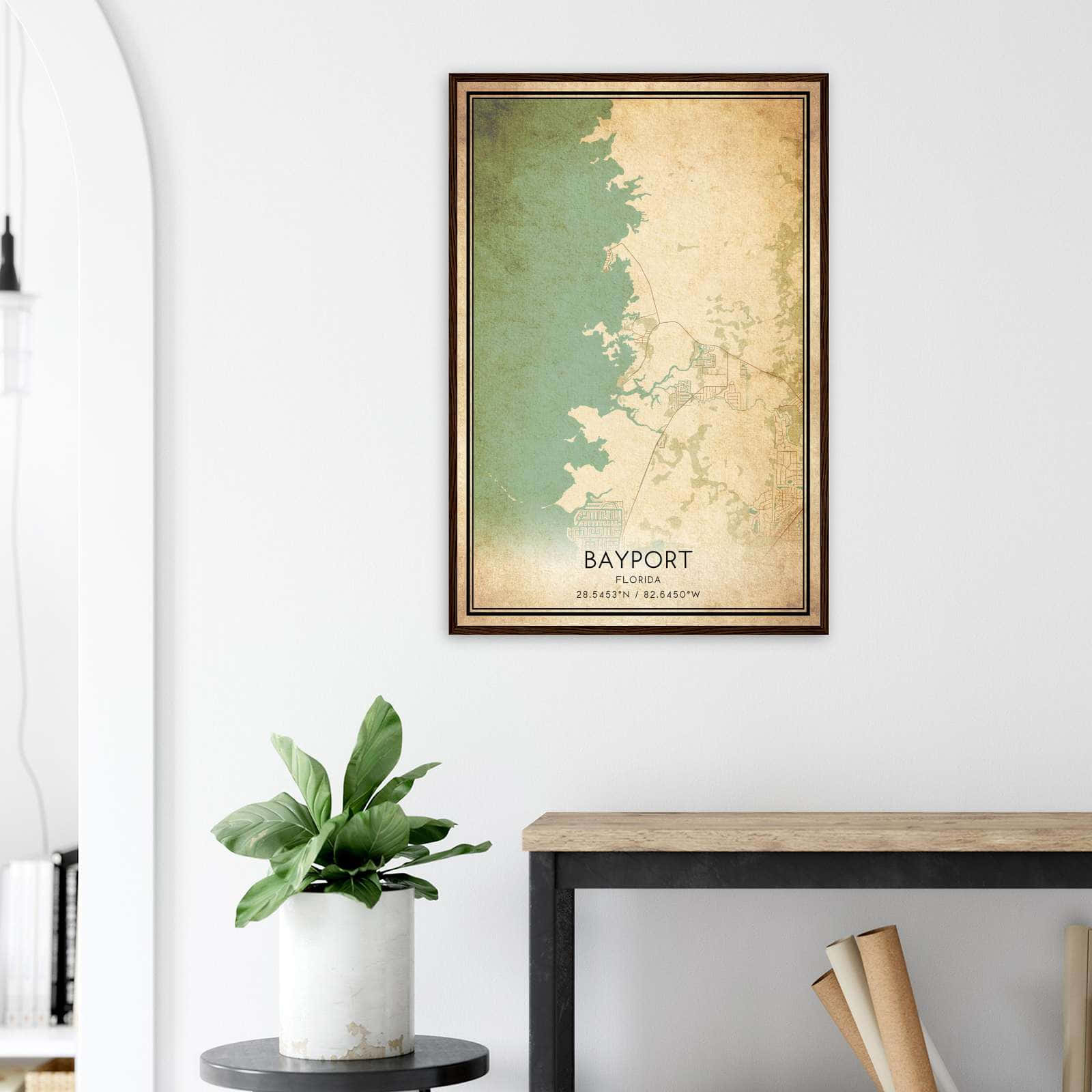 Vintage Bayport Florida Map Poster, Bayport FL City Road Wall Art Print ...