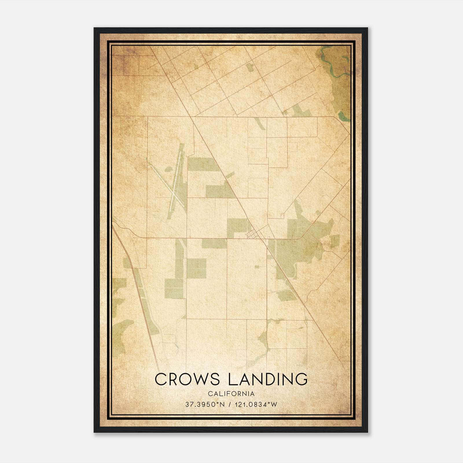 Vintage Crows Landing California Map Poster, Crows Landing CA City Road ...