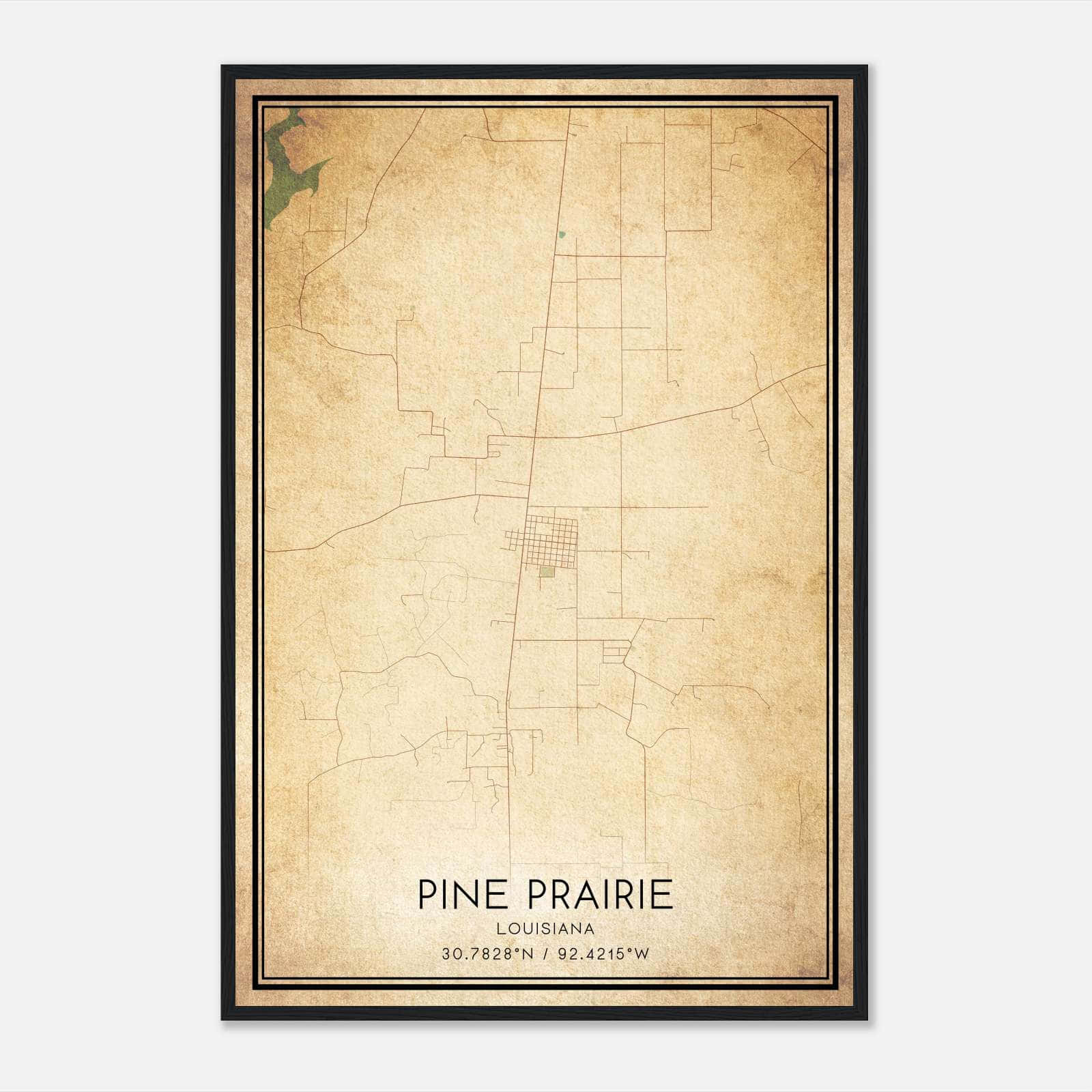 Vintage Pine Prairie Louisiana Map Poster, Pine Prairie LA City Road ...